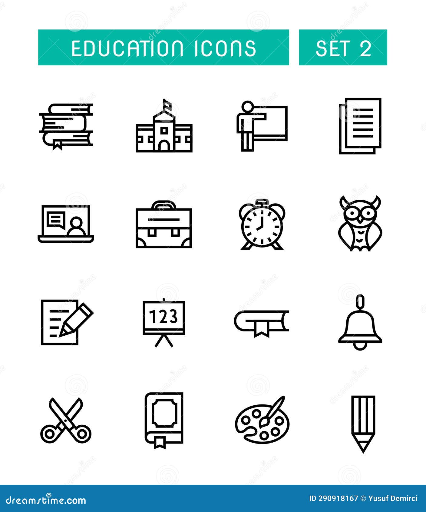 Set of School and Education Icons Stock Illustration - Illustration of ...