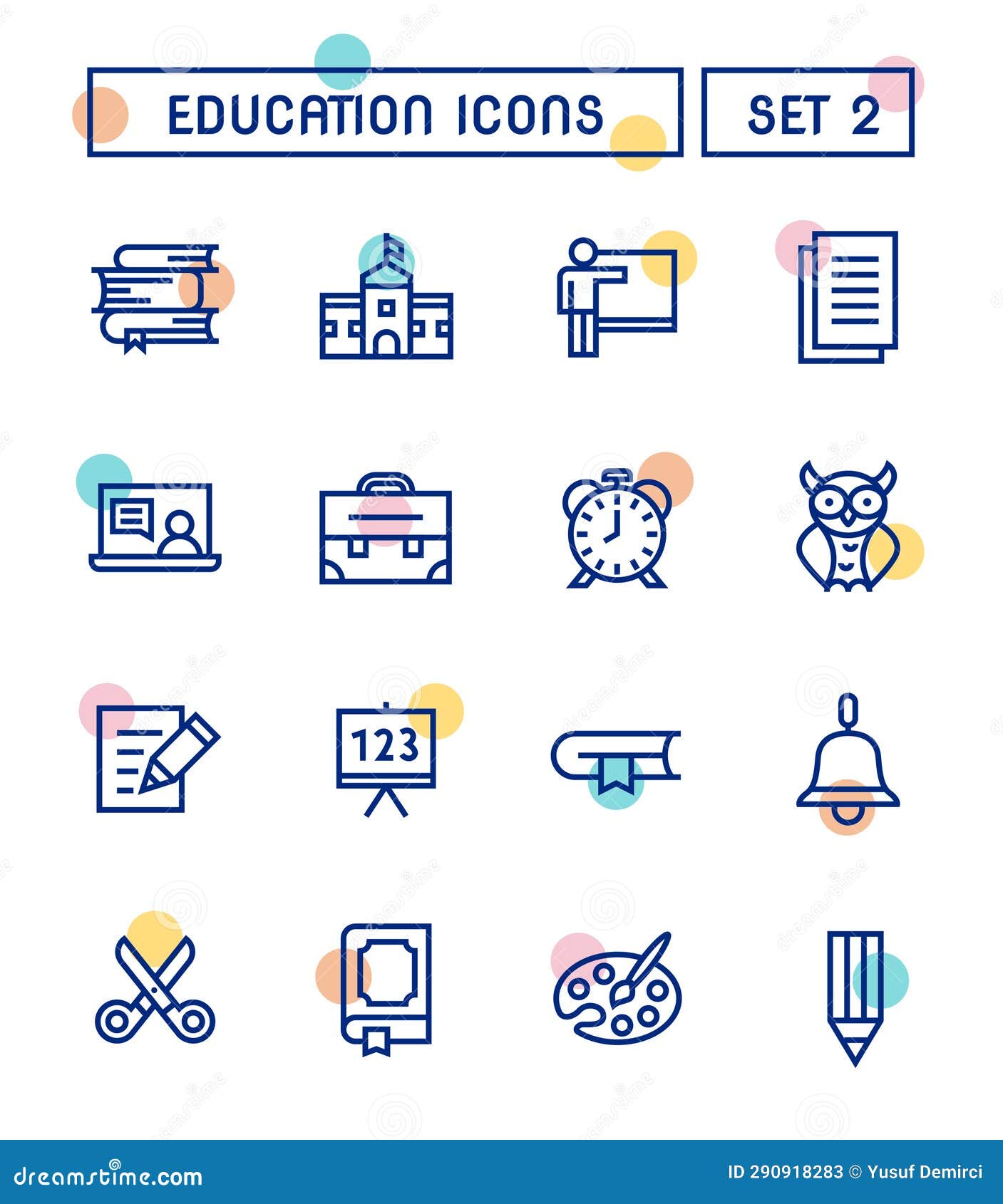 Set of School and Education Icons Stock Illustration - Illustration of ...