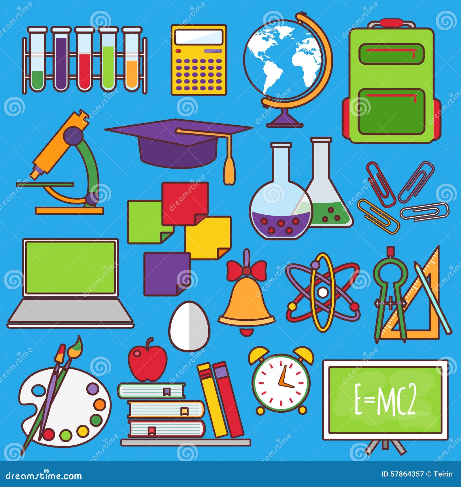 A Set Of School And Education Icons Cartoon Vector | CartoonDealer.com ...