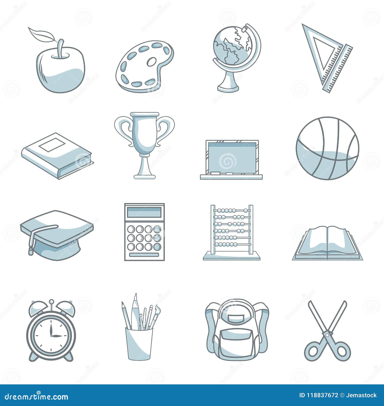 Set of school elements stock vector. Illustration of college - 118837672