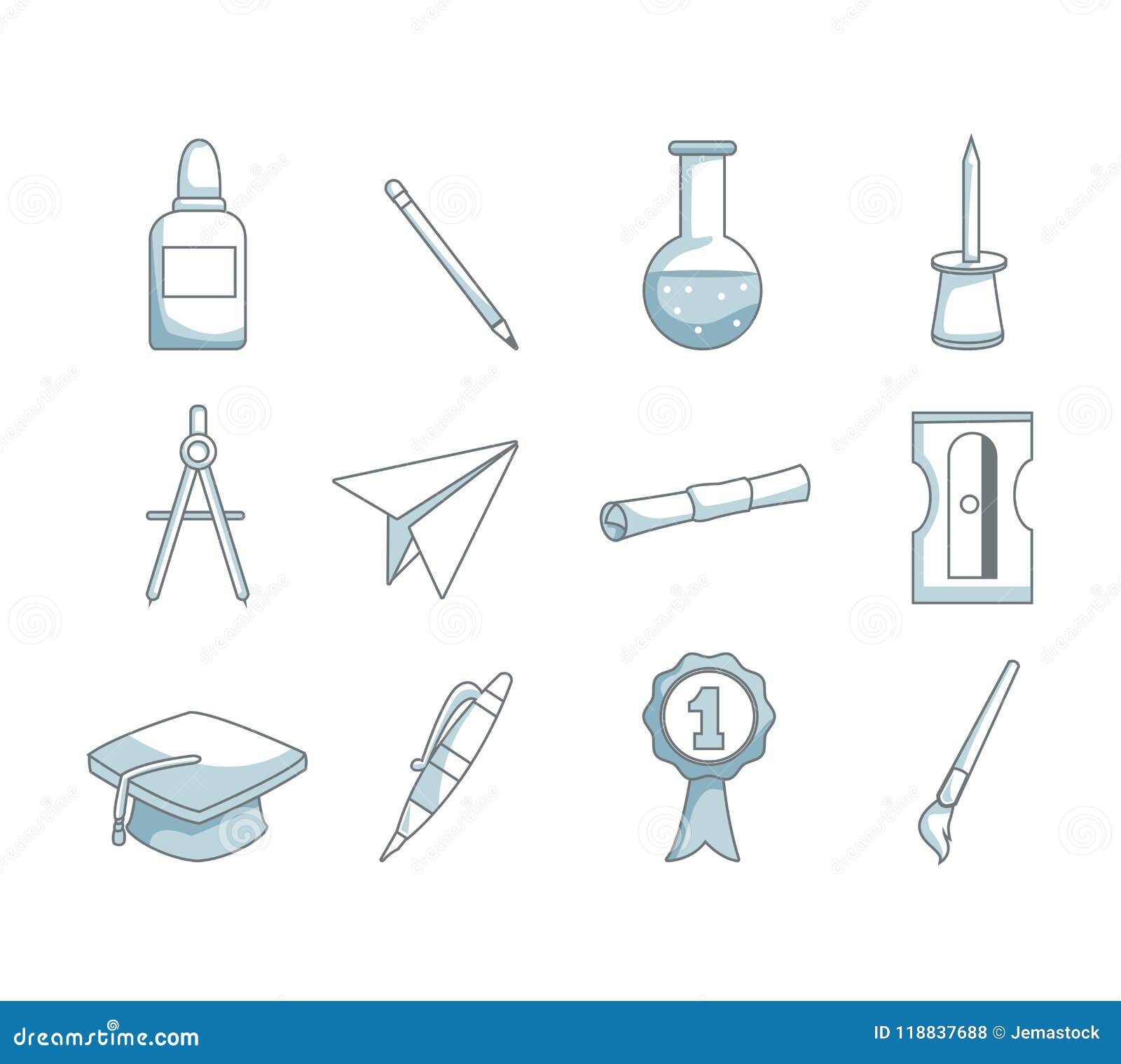 Set of school elements stock vector. Illustration of highschool - 118837688