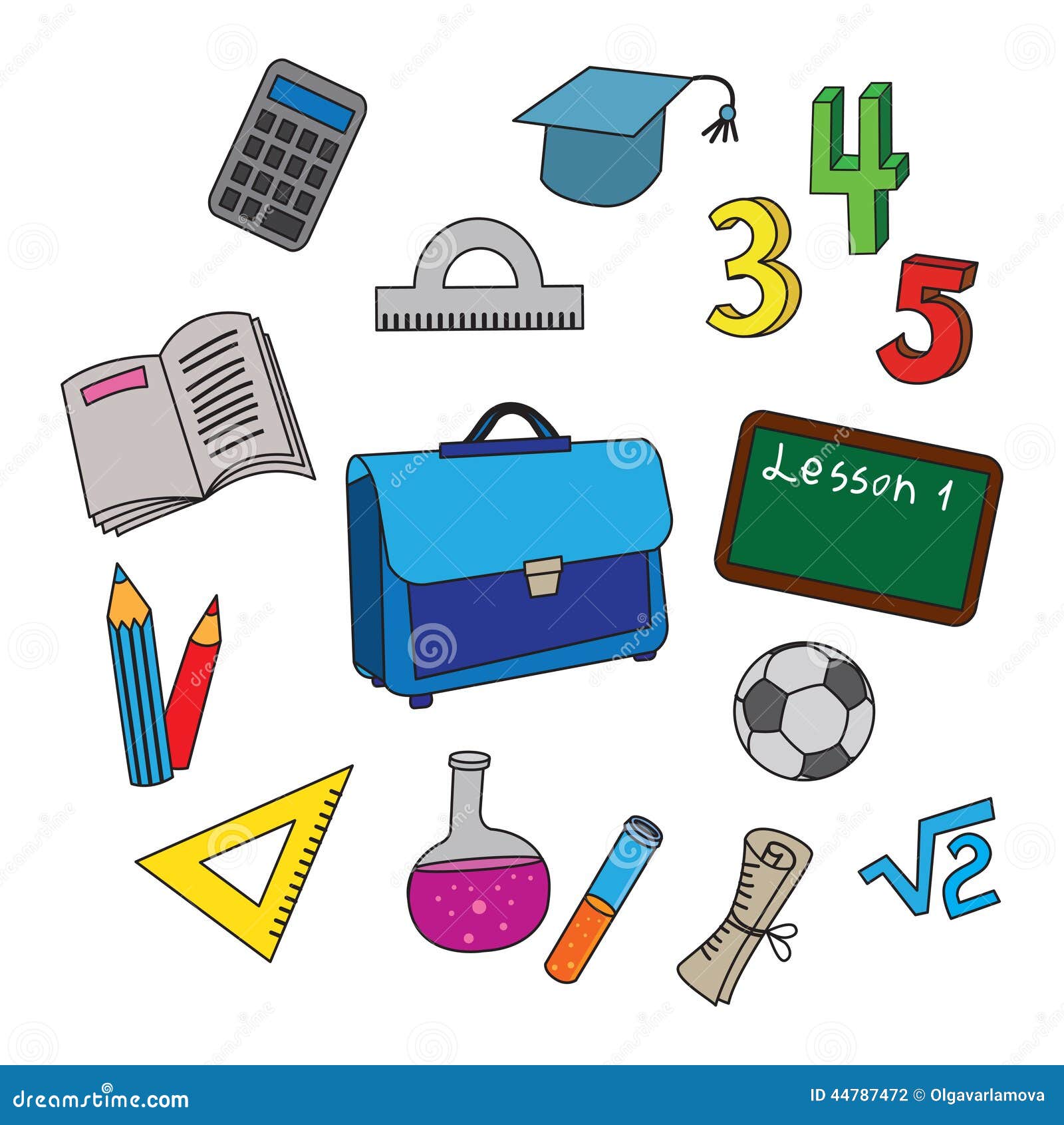 Set of school icons stock vector. Illustration of elementary - 44787472