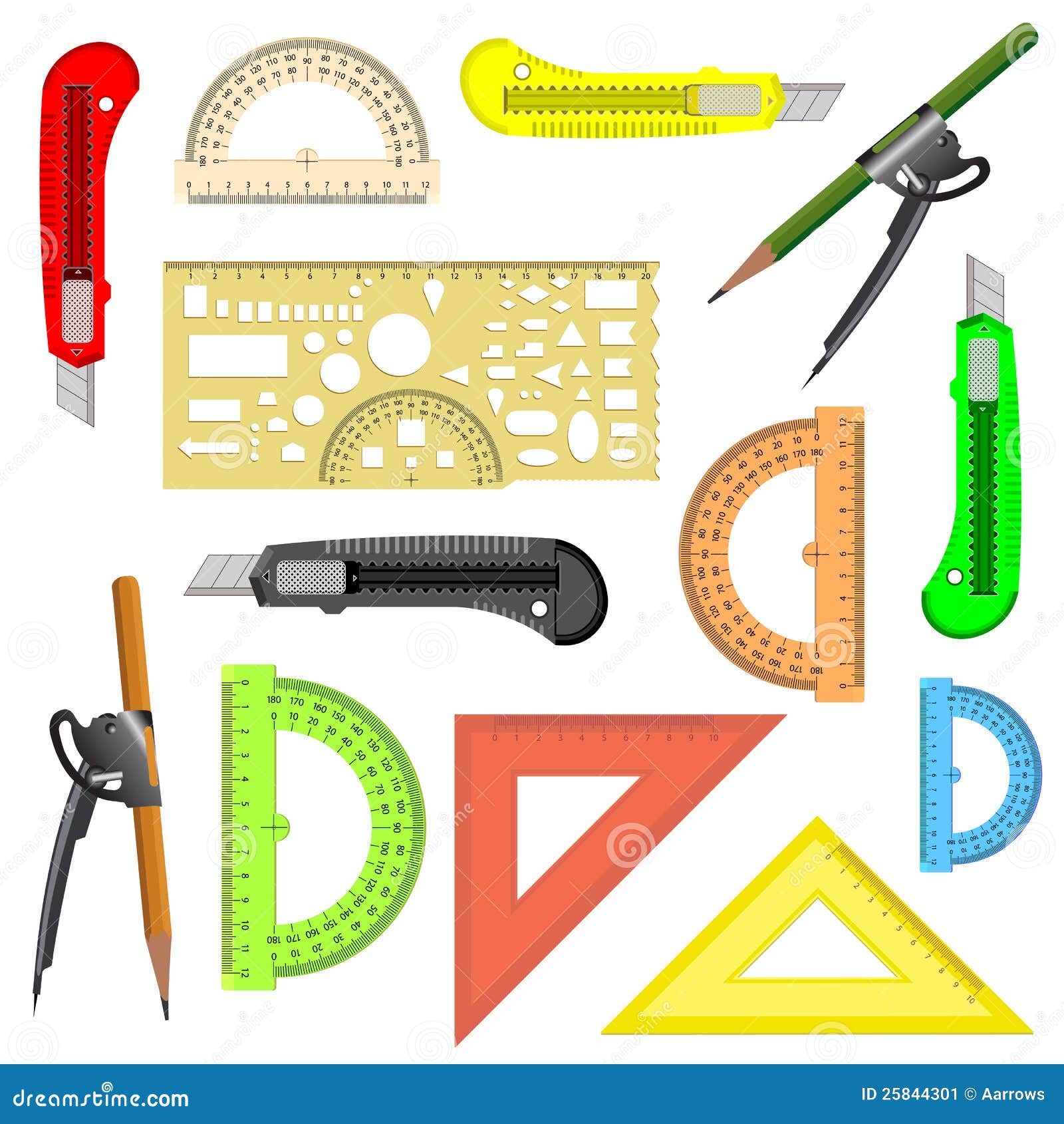 School Instruments, Rulers Vector Illustration In Cartoons Style With ...