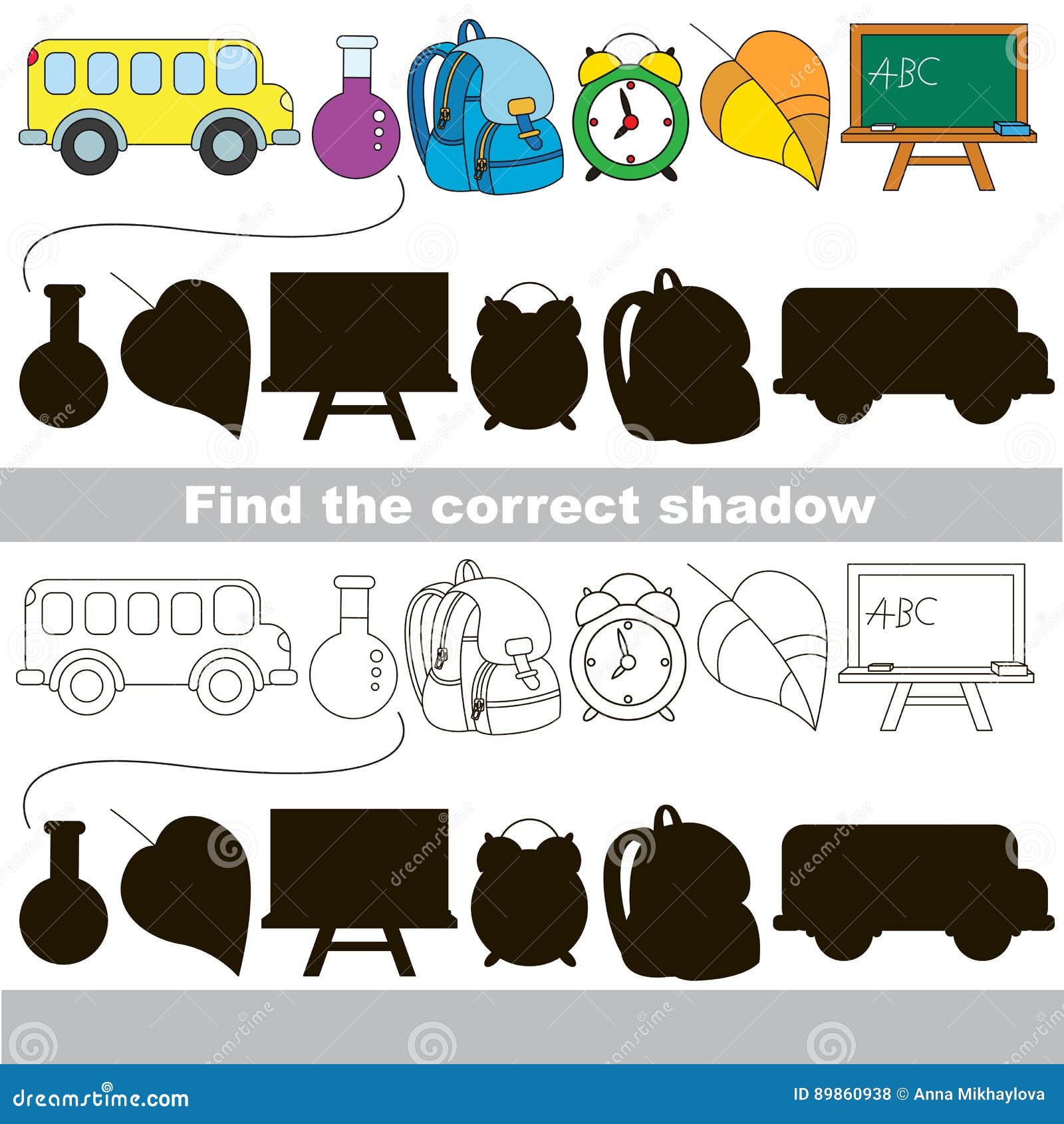 Set of School Janitor with Different Shadows. Find Correct Shadow ...