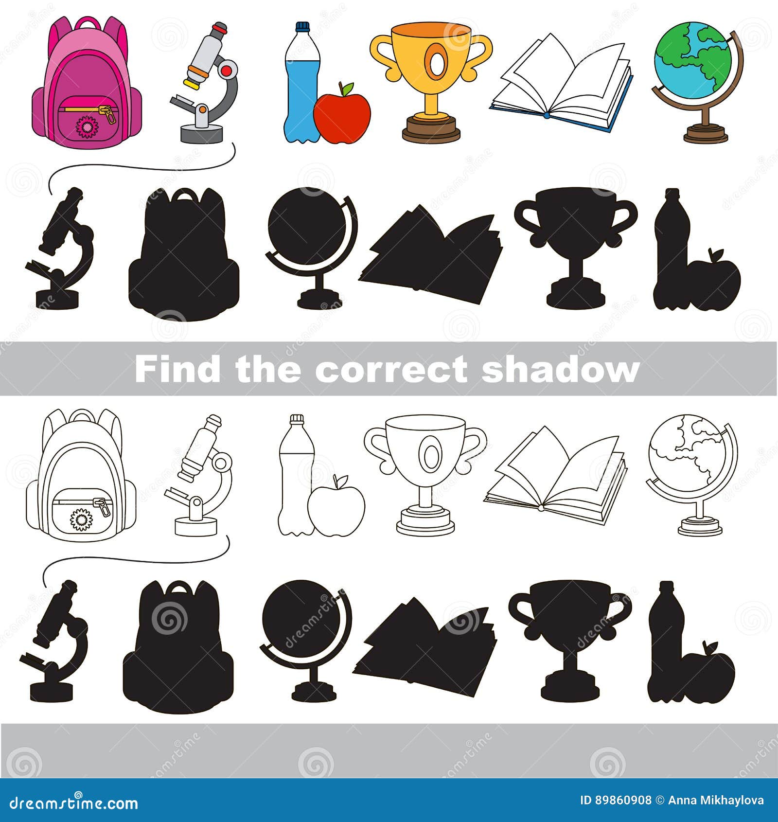 Set of School Janitor with Different Shadows. Find Correct Shadow ...