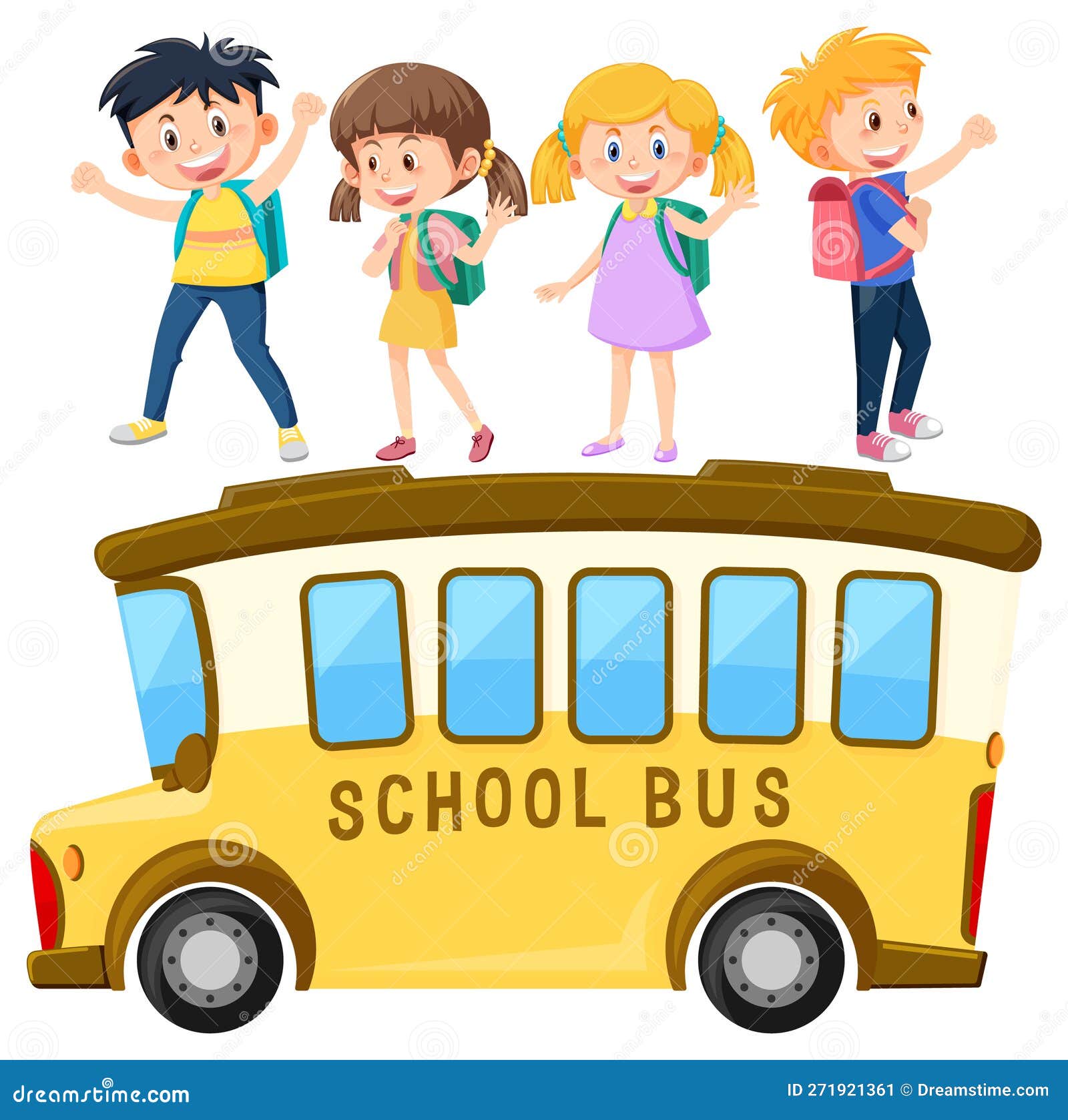 Set of School Kids Cartoon Character Stock Vector - Illustration of ...