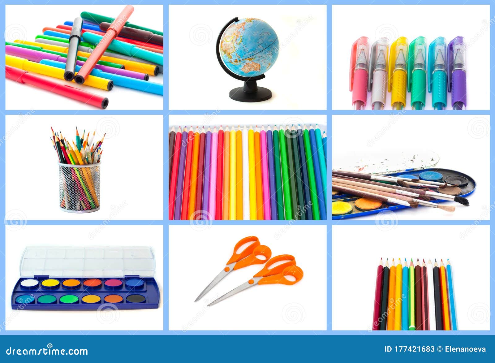 Set of School Objects on White Background. Full Size Stock Image ...