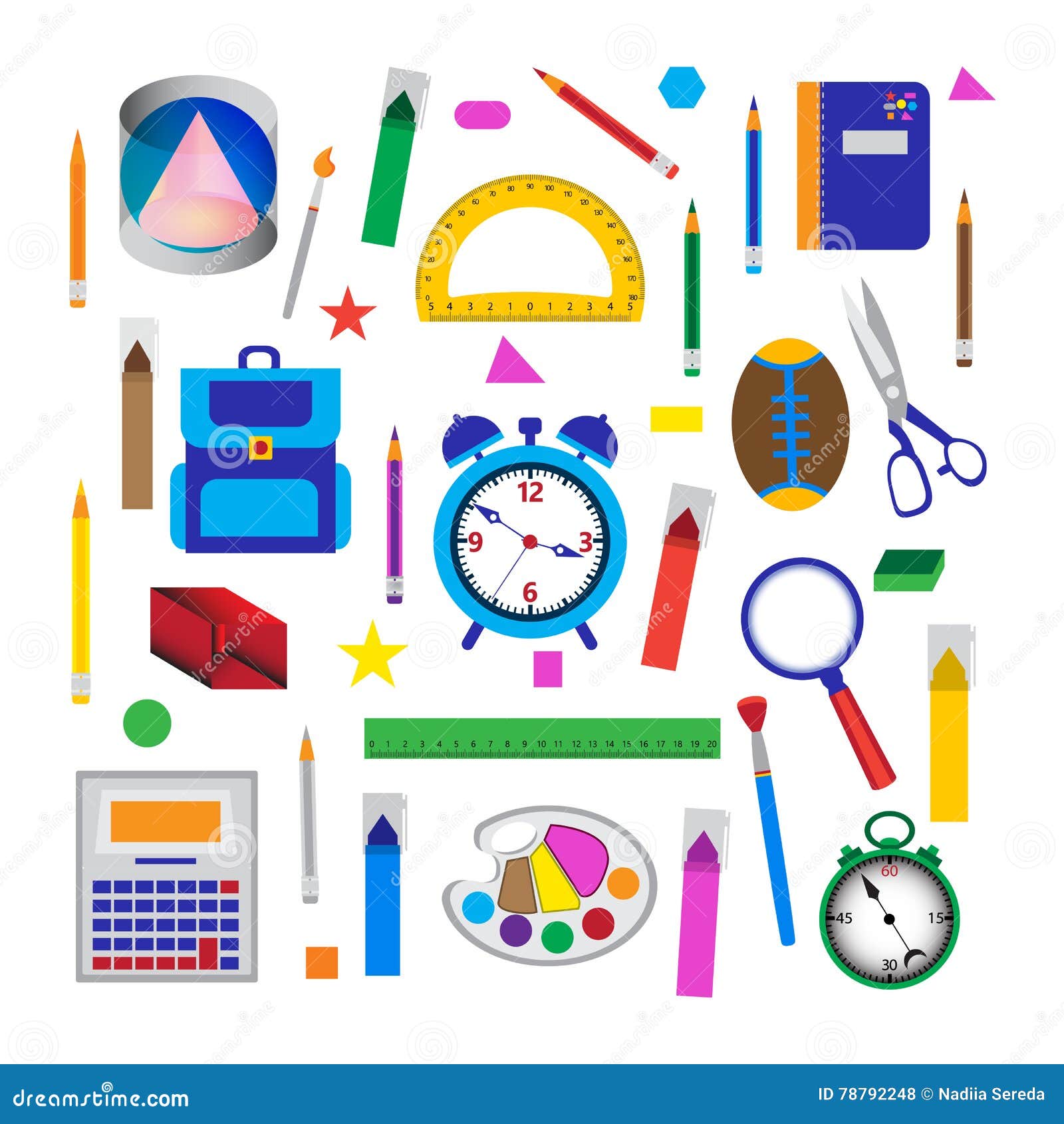 Set of school objects stock vector. Illustration of isolated - 78792248 Set of school objects stock vector. Illustration of isolated - 78792248