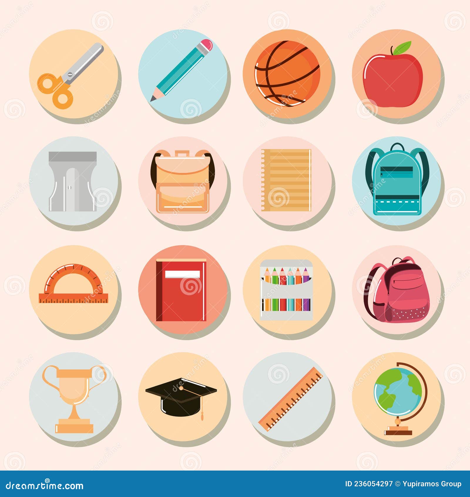 Set of school stock vector. Illustration of supplies - 236054297