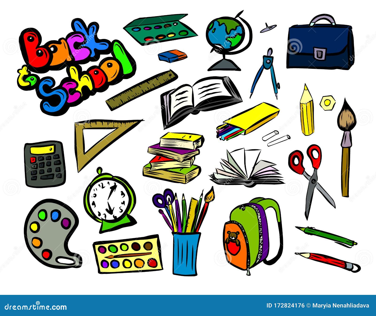 A Set of School Subjects. Back To School. Vector Illustration Stock ...