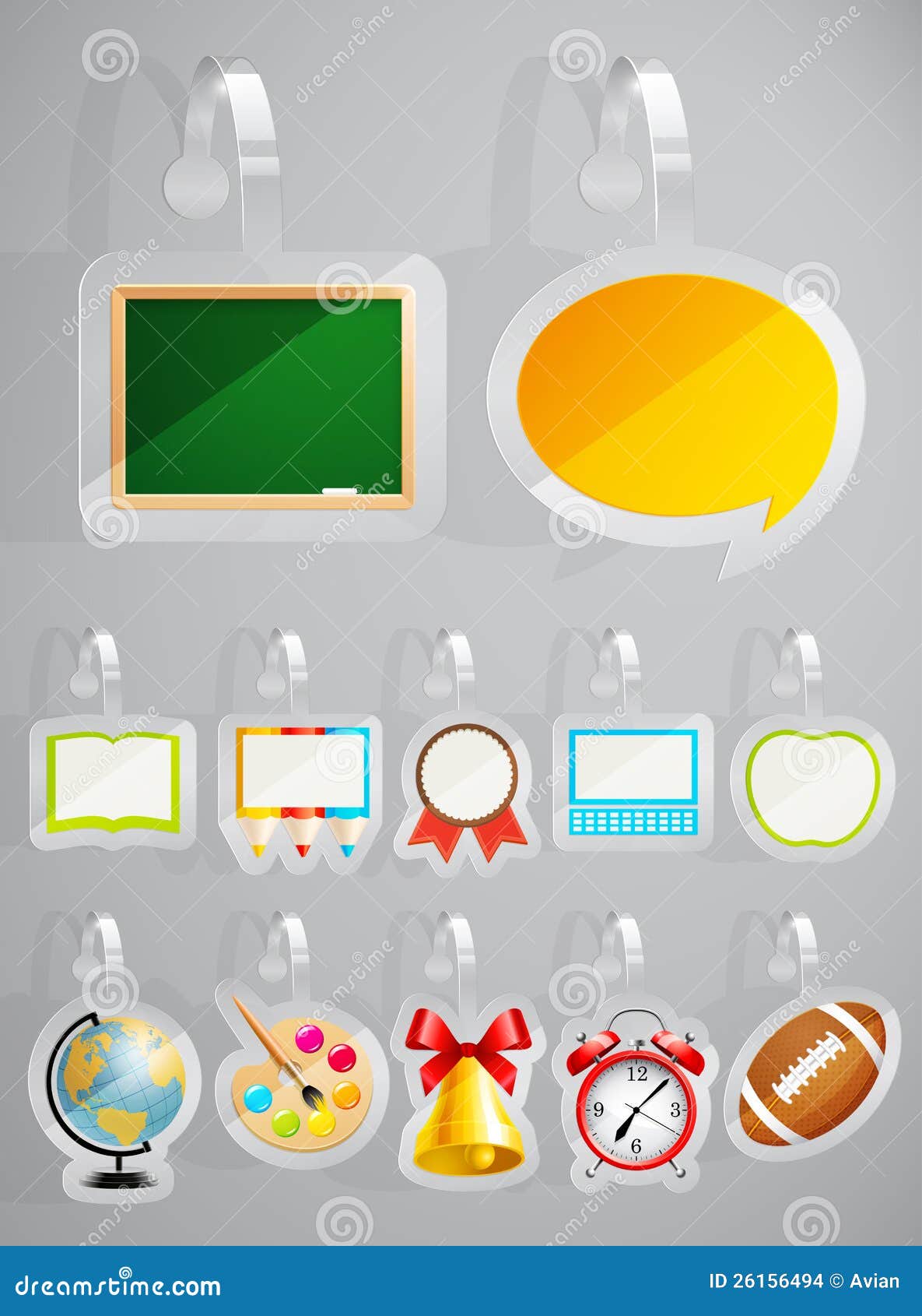 Set of School Theme Stickers. Stock Vector - Illustration of background ...