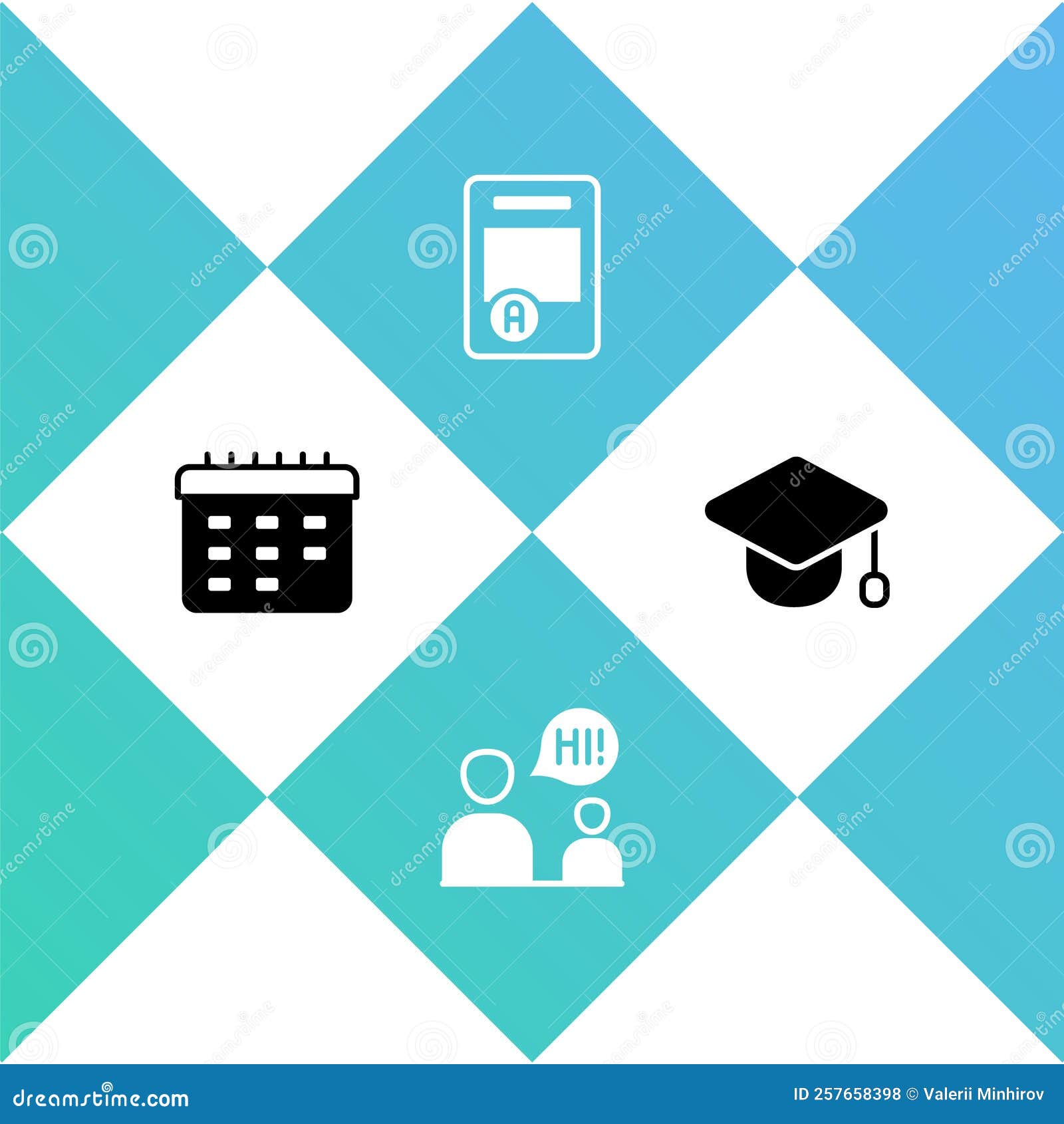 Set School Timetable, Two Sitting Men Talking, Exam Sheet with a Plus ...