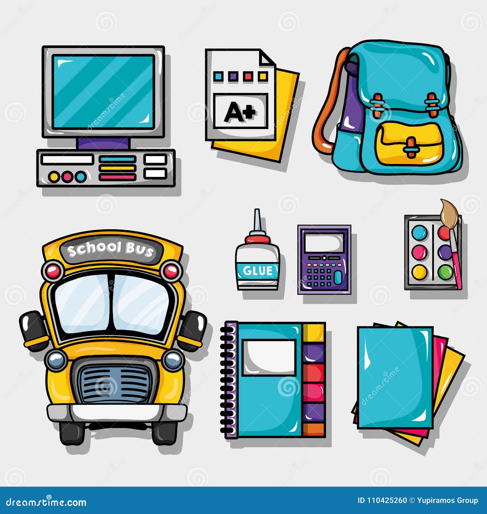Set School Tools Design To Study and Learn Stock Vector - Illustration ...