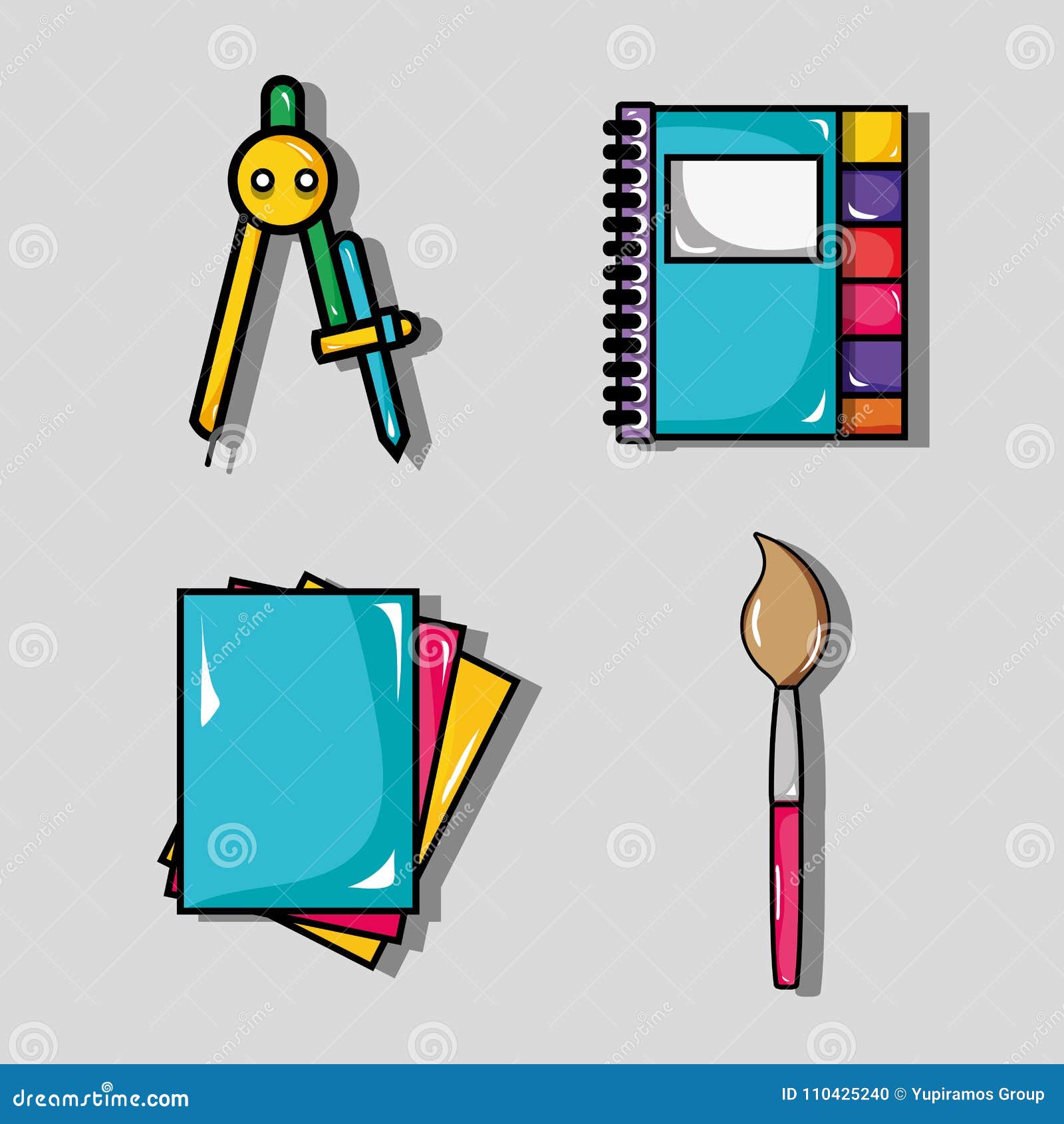 Set School Tools Design To Study and Learn Stock Vector - Illustration ...