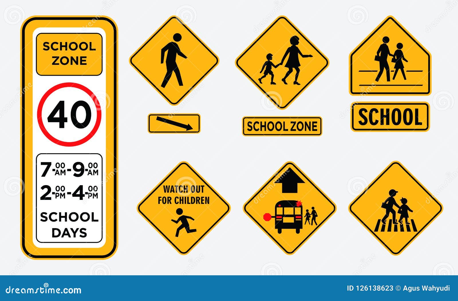 School Zone Sign On A White Background Cartoon Vector | CartoonDealer ...