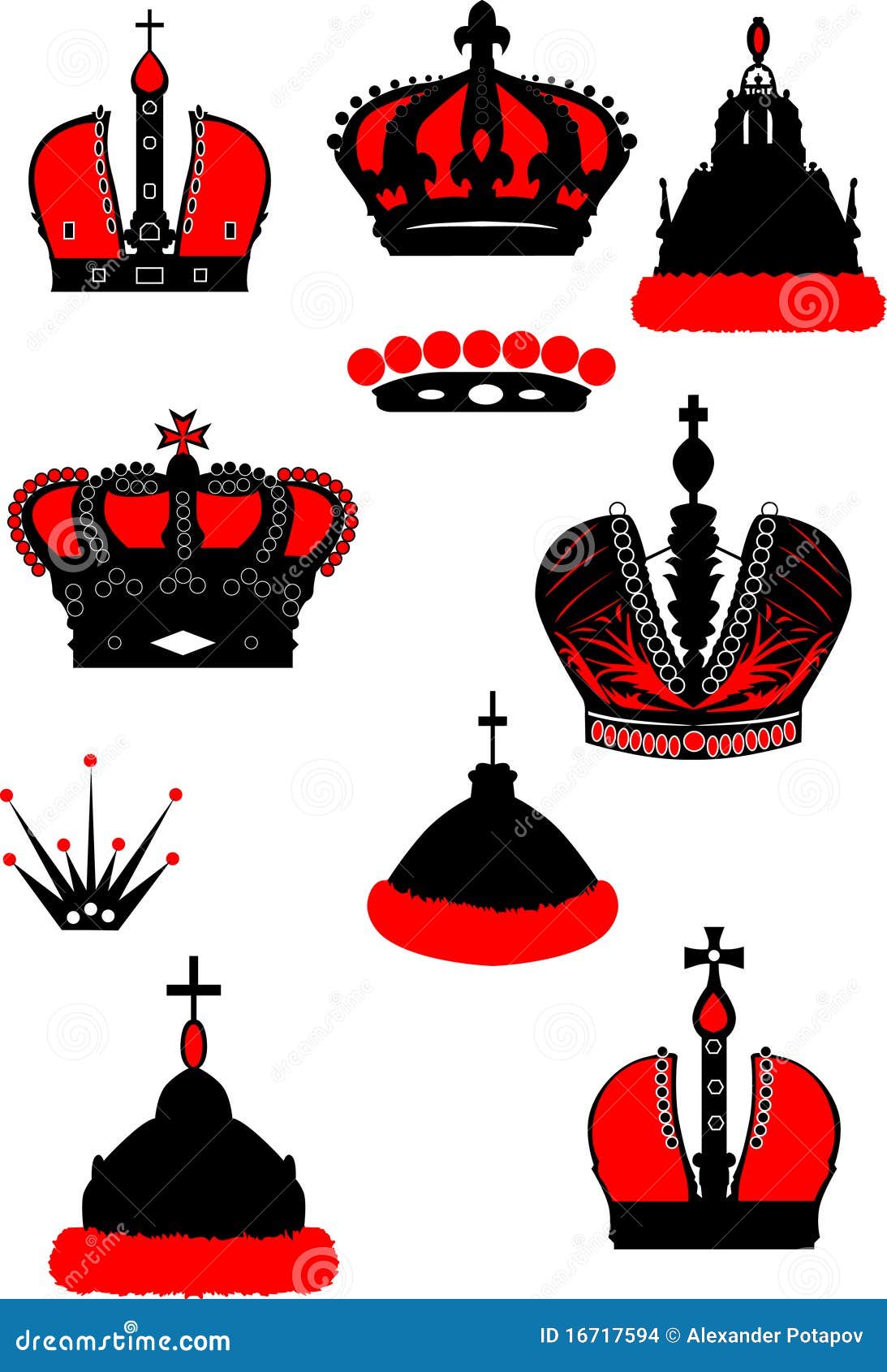 Set Schwarze Und Rote Kronen Vektor Abbildung - Illustration von ...