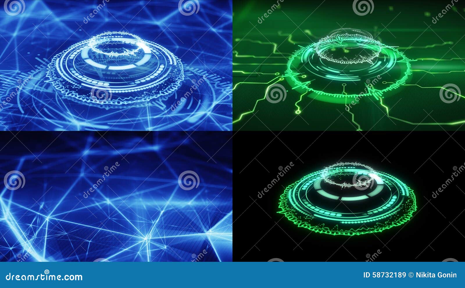 Set Of Sci-fi Futuristic Circle Shapes Stock Illustration - Image: 58732189