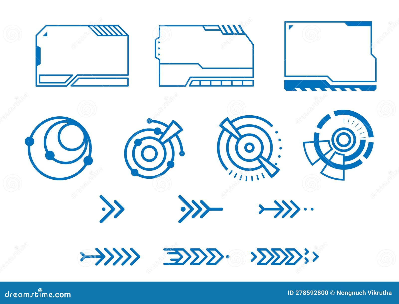 Set of Sci Fi Ui Hud Web Futuristic Elements Modern Icons on the Topic ...