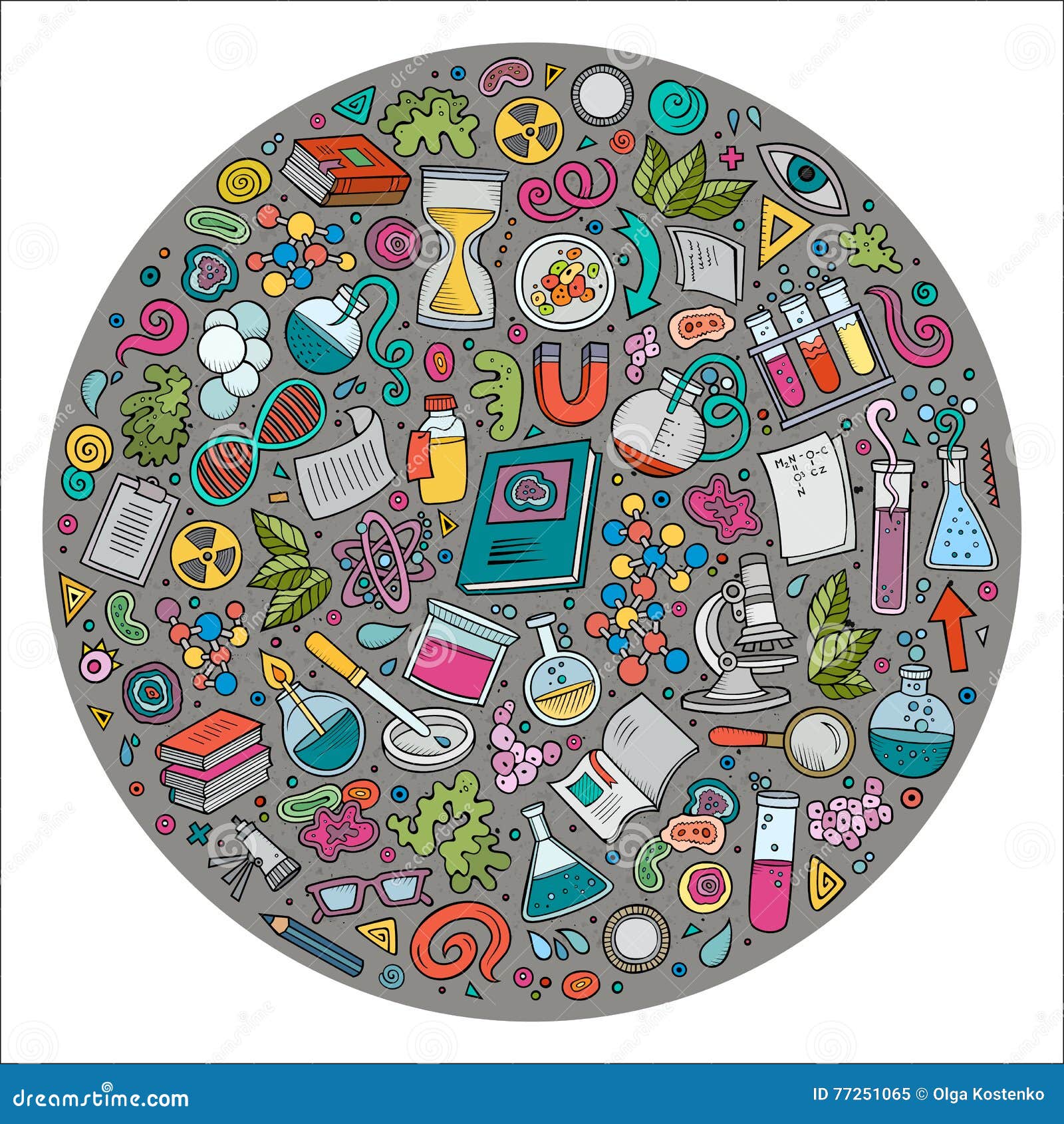 Set of Science Cartoon Doodle Objects Stock Vector - Illustration of ...