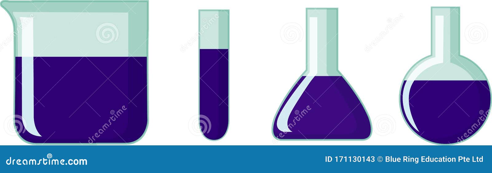 Set of Science Containers with Blue Liquid Inside Stock Illustration ...