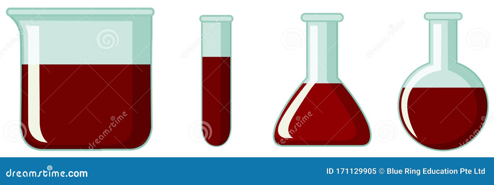 Set of Science Containers with Red Chemical Stock Illustration ...
