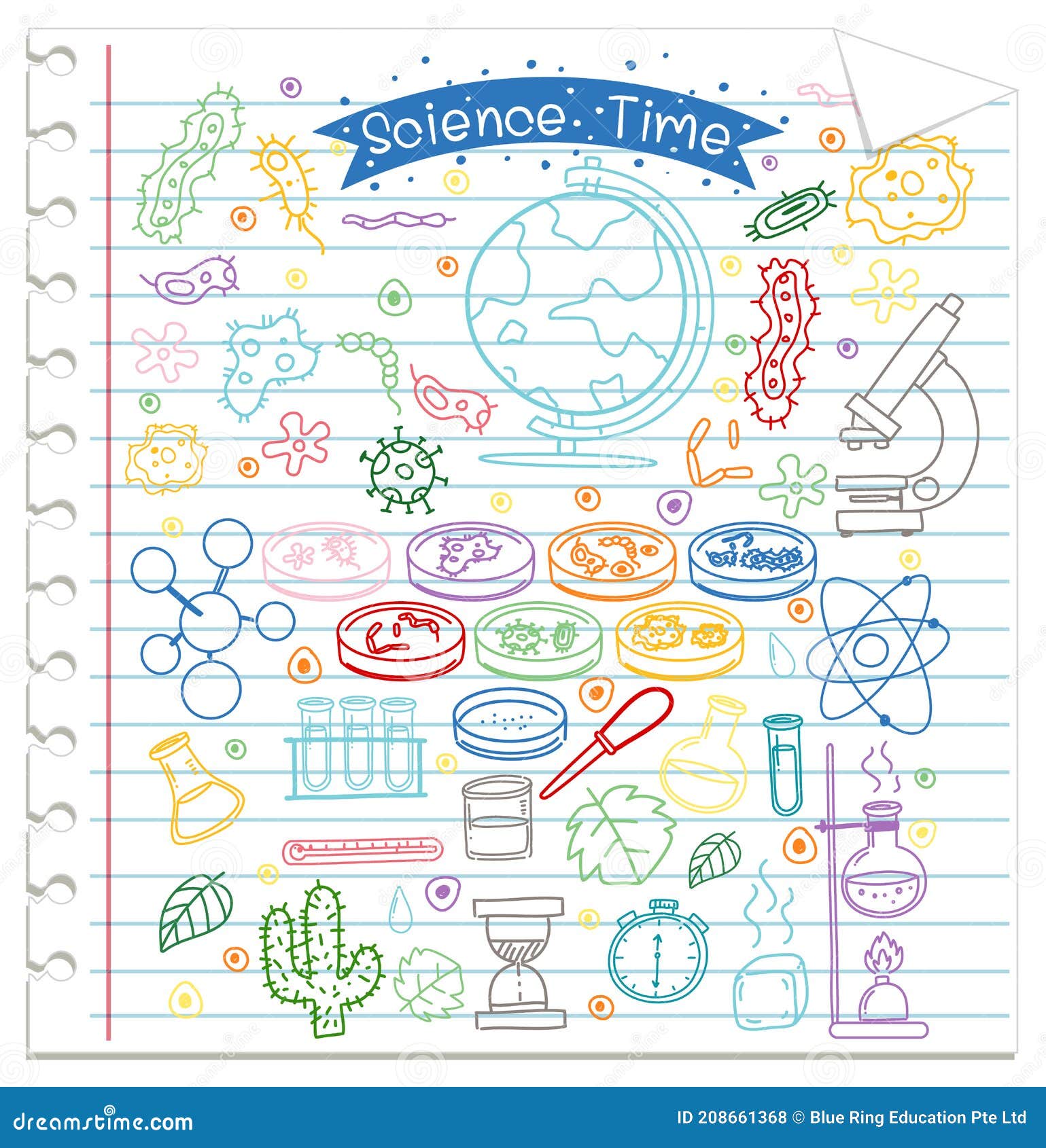 Set of Science Element Doodle on Paper Stock Vector - Illustration of ...