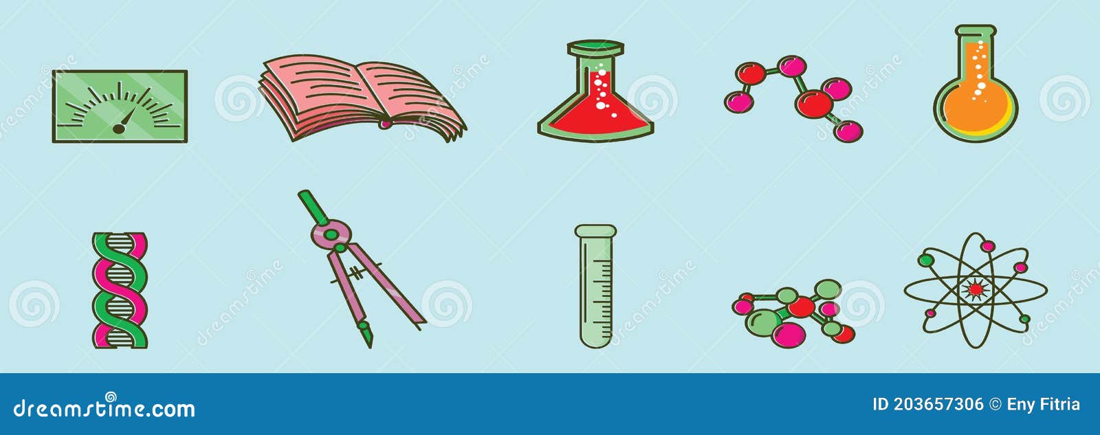 Set of Science Fair Cartoon Icon Design Template with Various Models ...