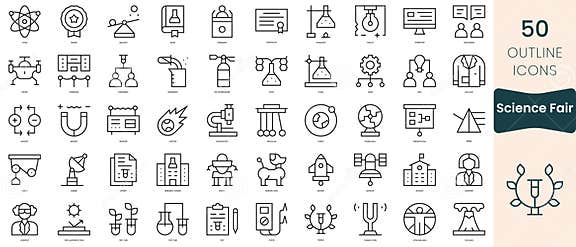 Set of Science Fair Icons. Thin Linear Style Icons Pack Stock Vector ...