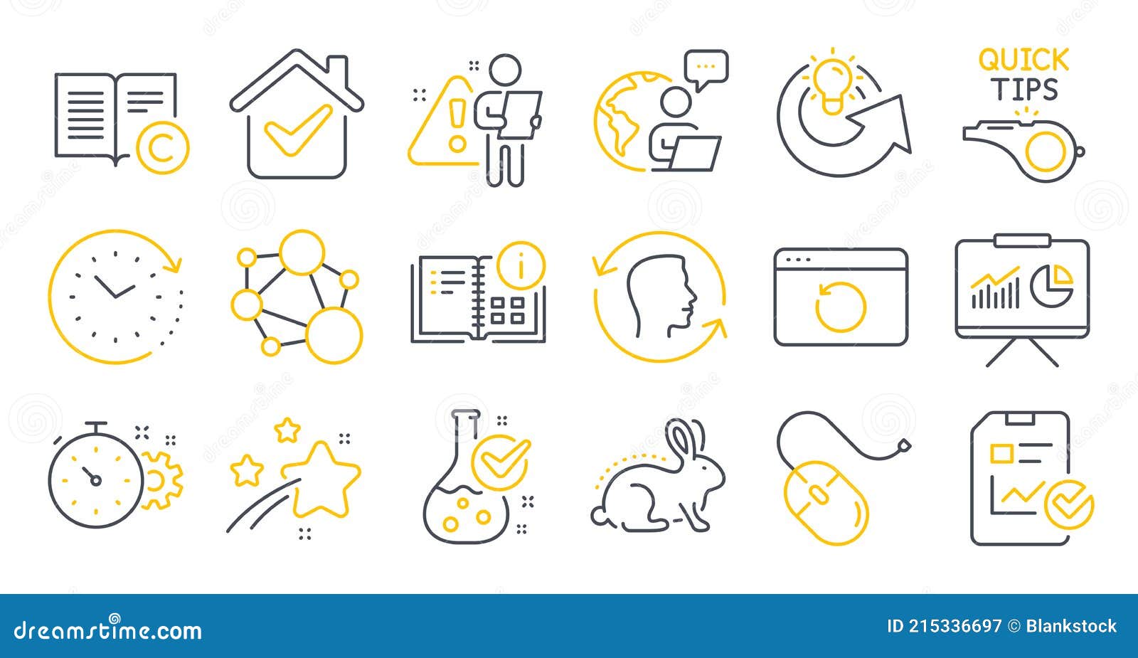Set of Science Icons, Such As Integrity, Time Change, Instruction Info ...