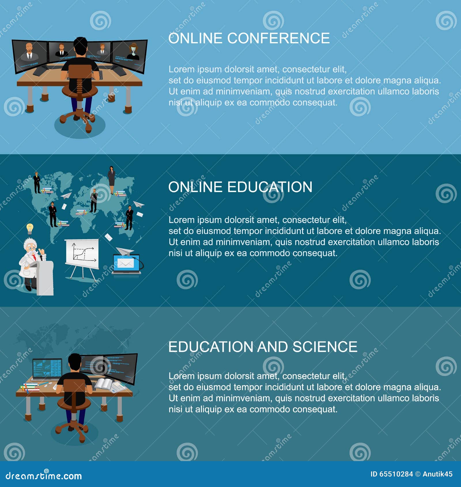 Set of Science and Online Education Concepts, Templates, Vector ...