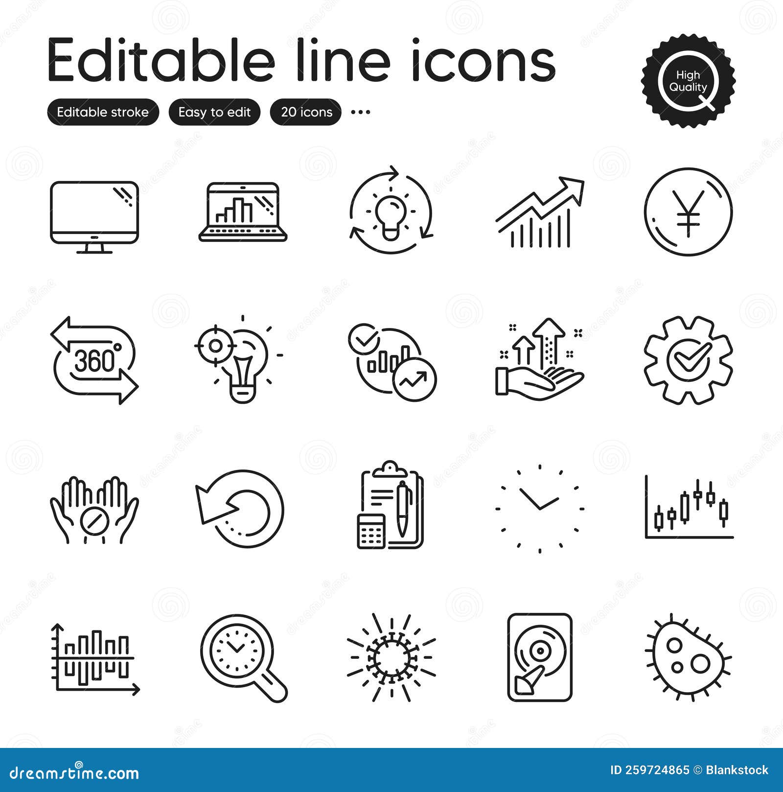 Set of Science Outline Icons. Contains Icons As Statistics, Bacteria ...