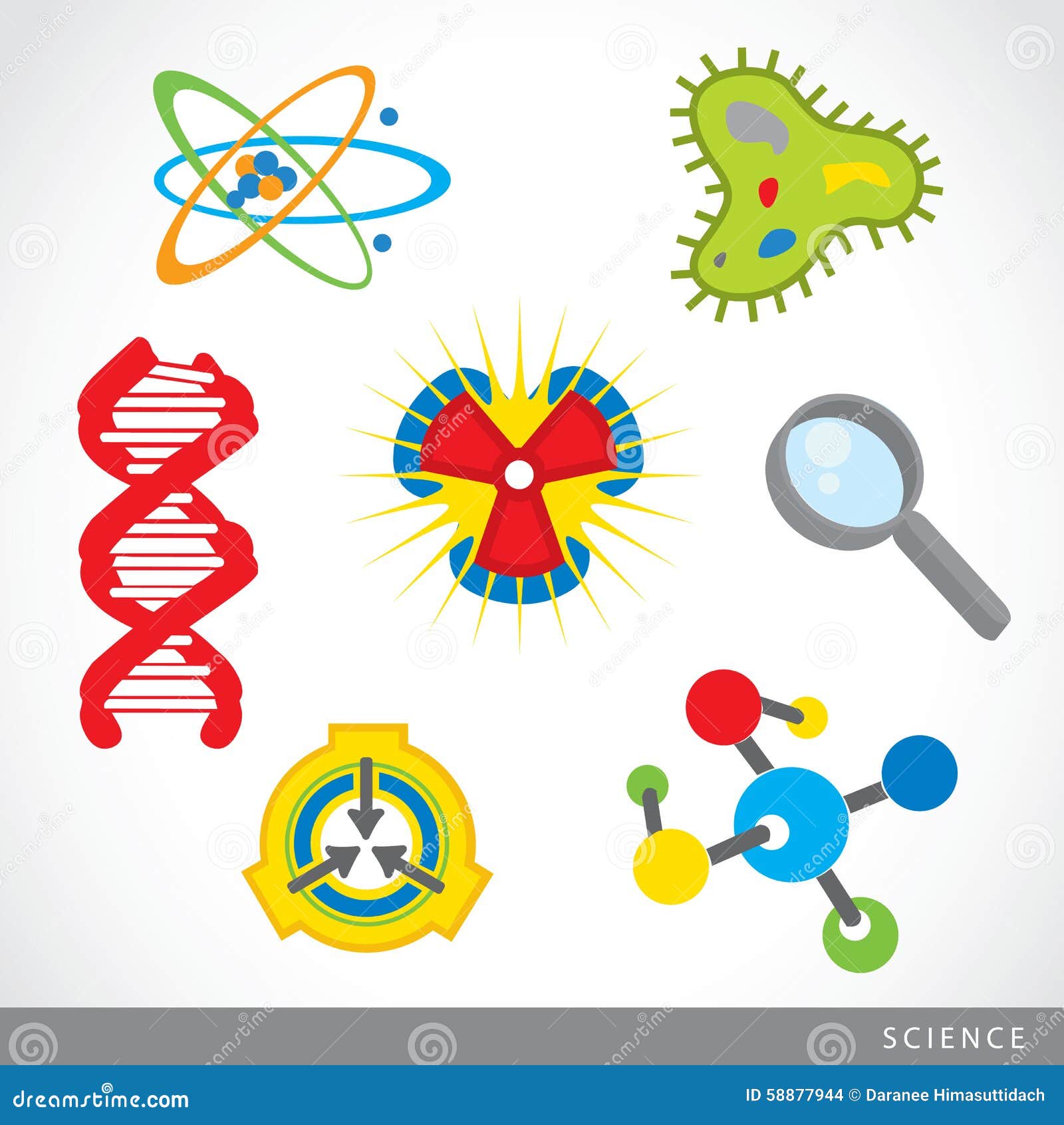 Set of Science Stuff Icon Lab Cartoon Vector Stock Vector ...