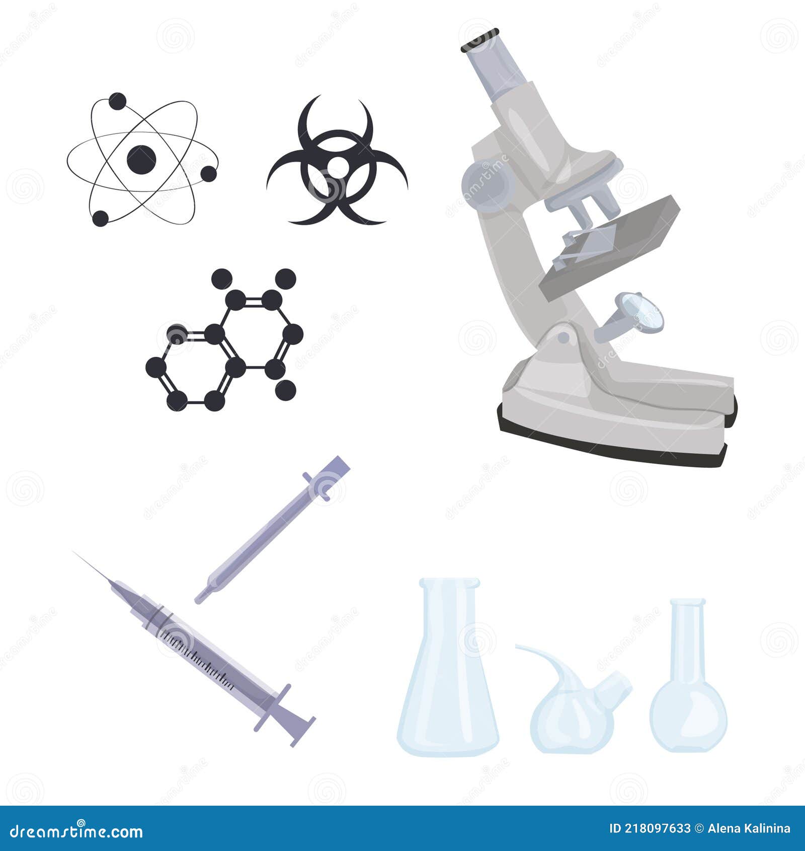 Set of Scientific Items Isolated on White Background. Laboratory ...
