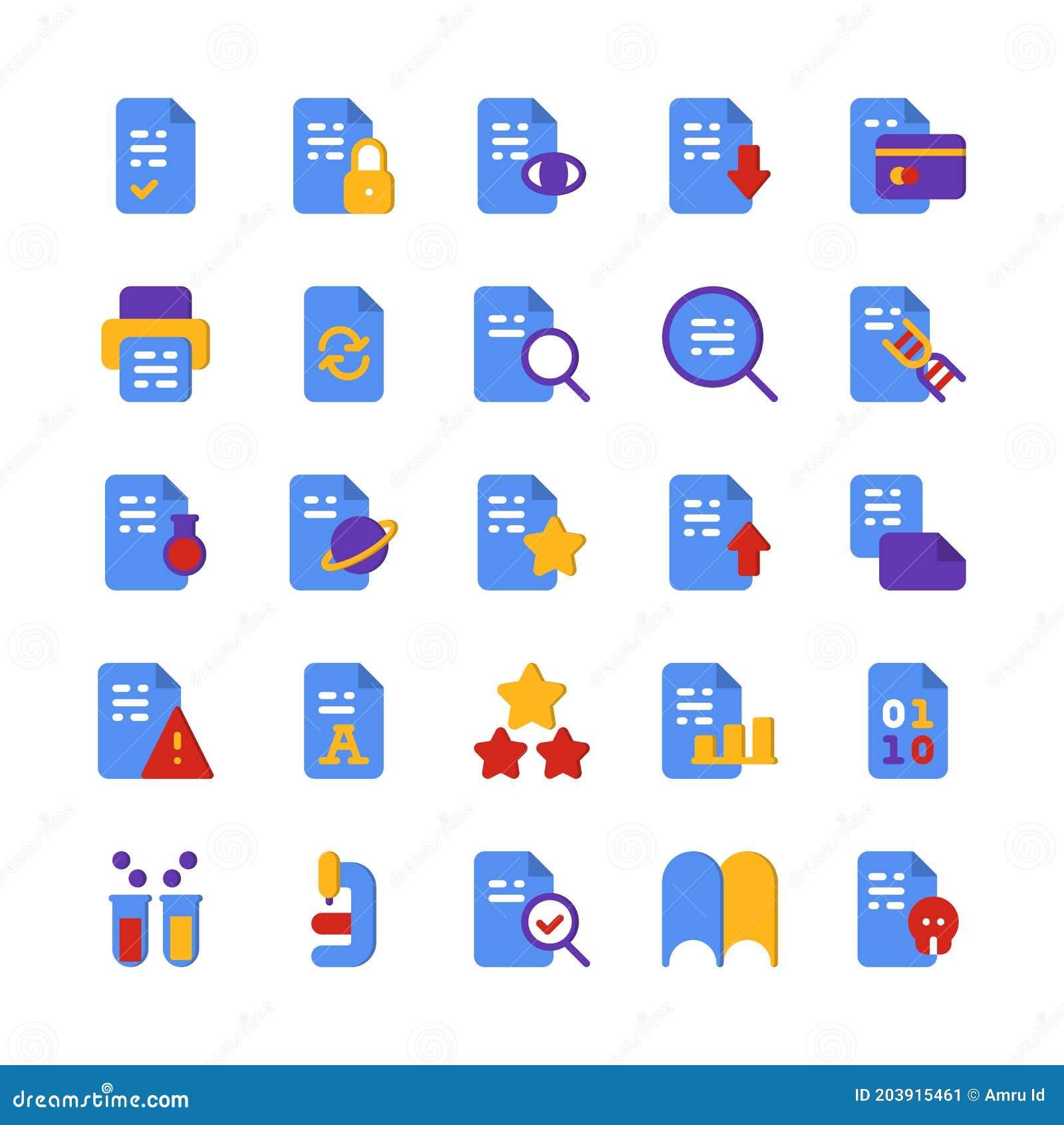 Set of Scientific Paper Academic Journal Flat Style Icon - Vector Stock ...