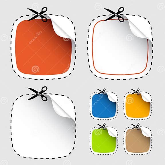 Set of Scissors Cutting Stickers Stock Vector - Illustration of border ...