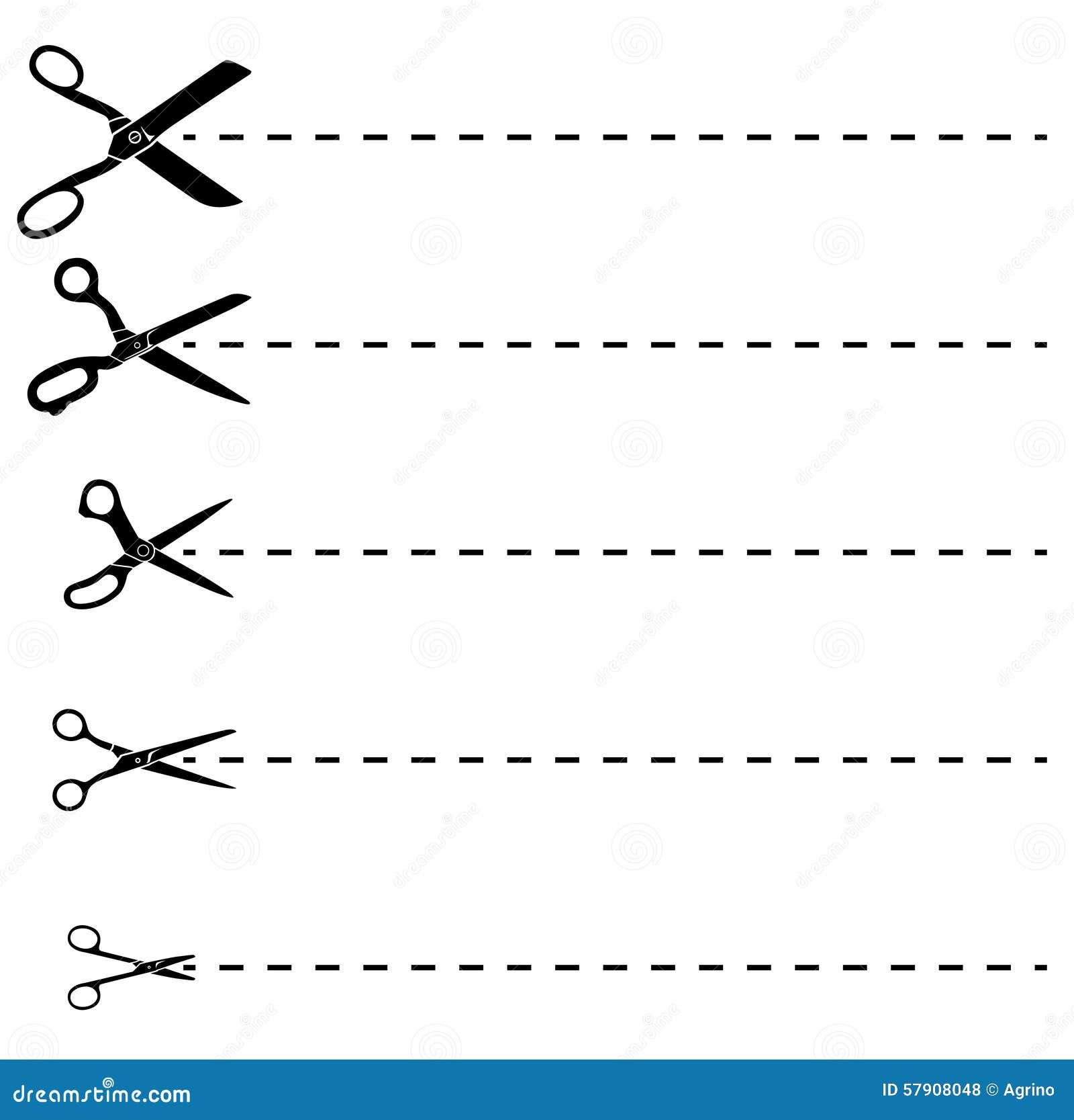 Set of Scissors of Various Sizes and Species Cutting Contour Stock ...