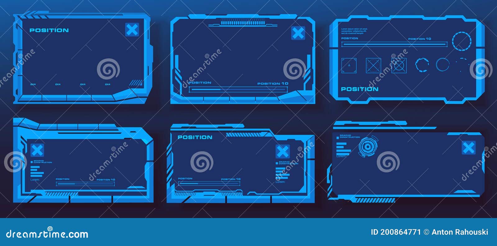Set of Screen Elements or Futuristic Frames. Techno Frames for HUD User ...