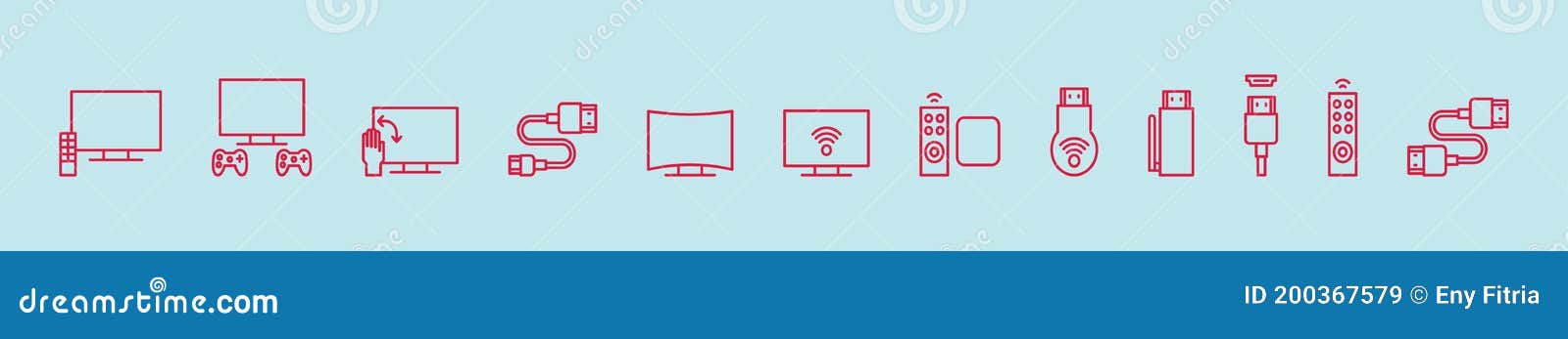 Set of Screen and Hdmi Cartoon Icon Design Template in Various Models ...