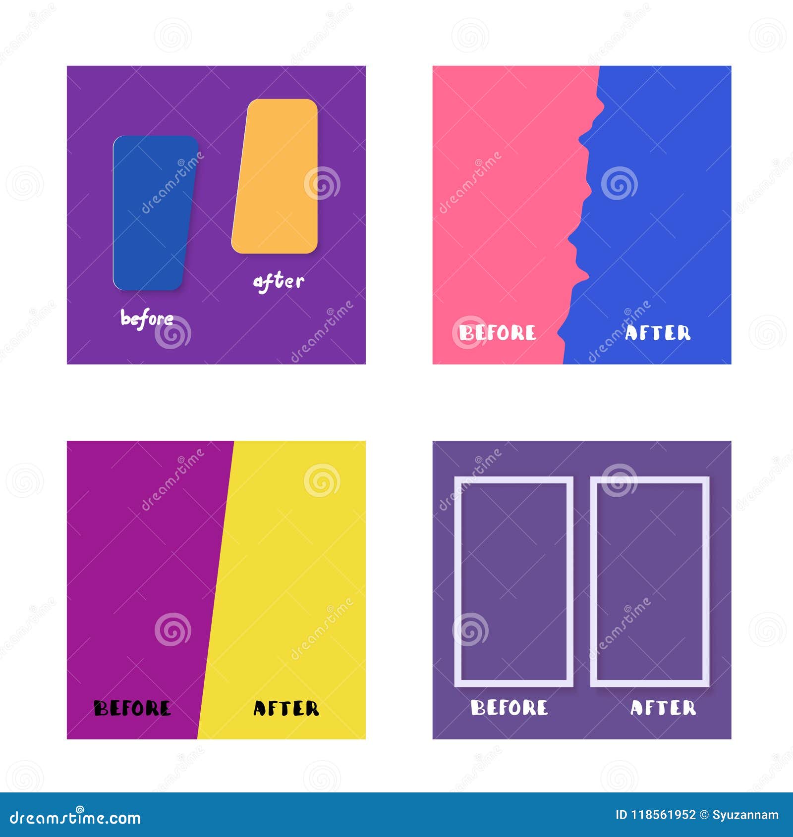 Set of before and after Screens. Vector Illustration. Stock Vector ...