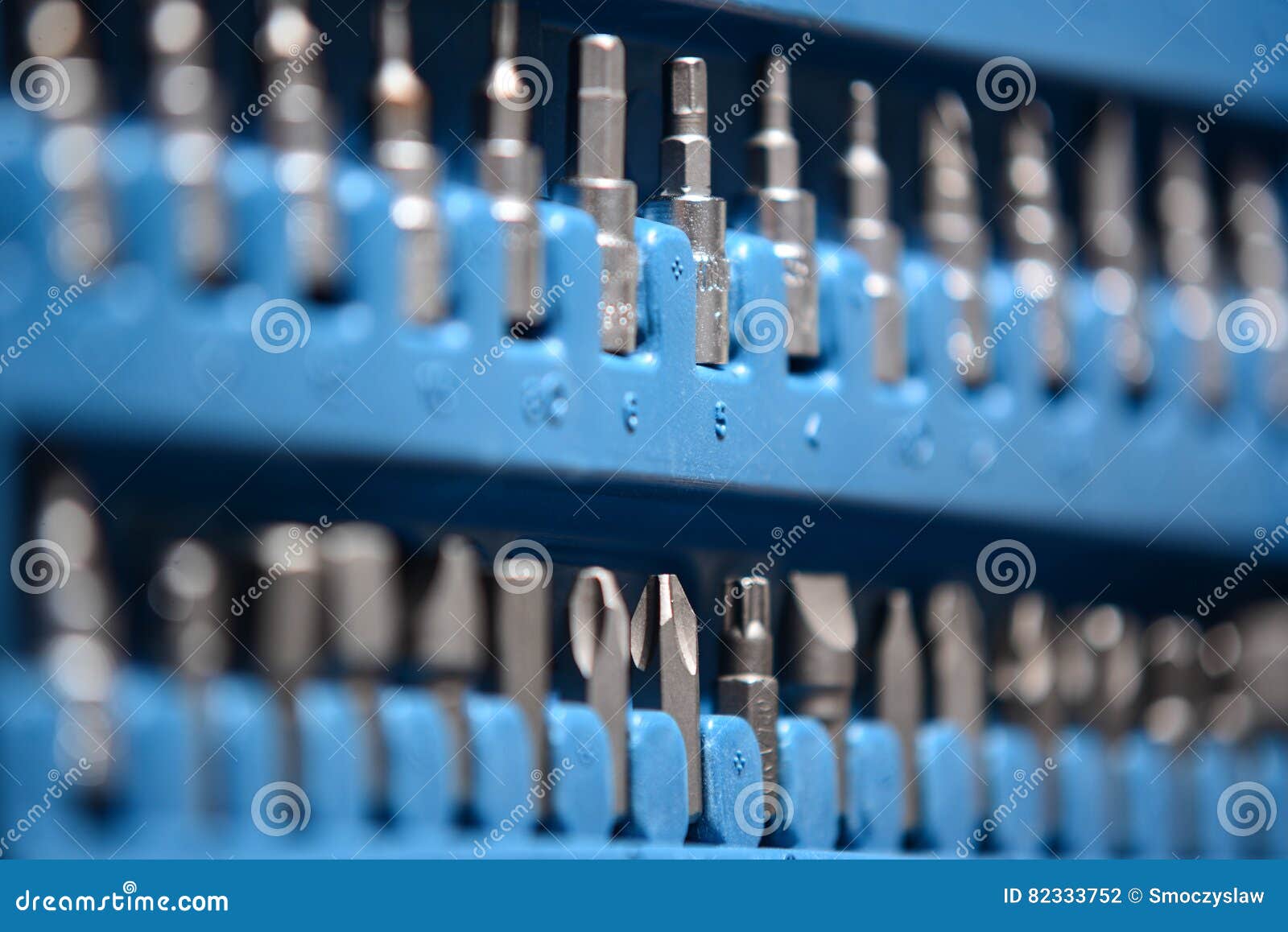 Set of Driver in Plastic Box Closeup Stock Photo - Image of blue ...
