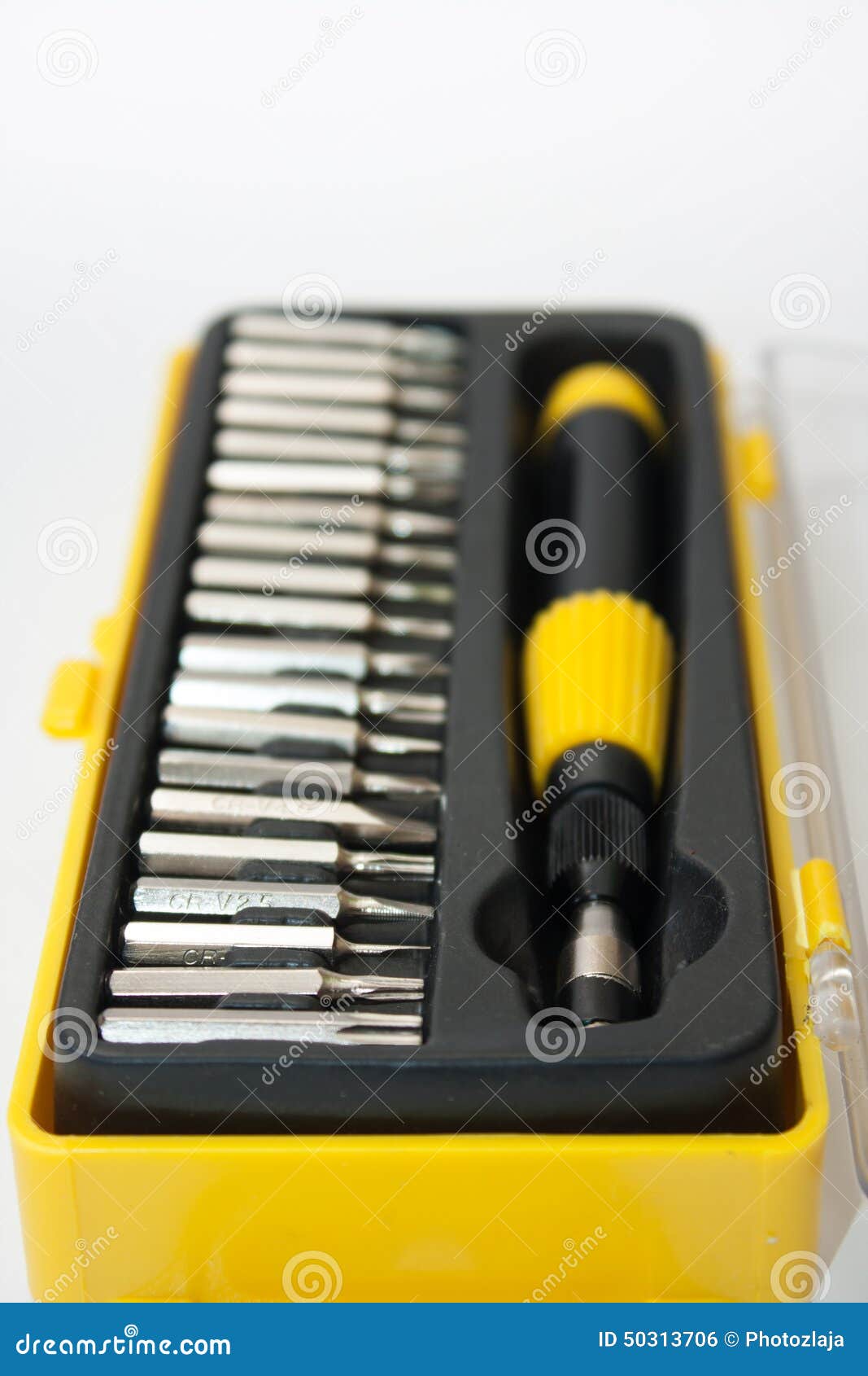 Set a Screwdriver in Black and Yellow Box Stock Photo - Image of repair ...