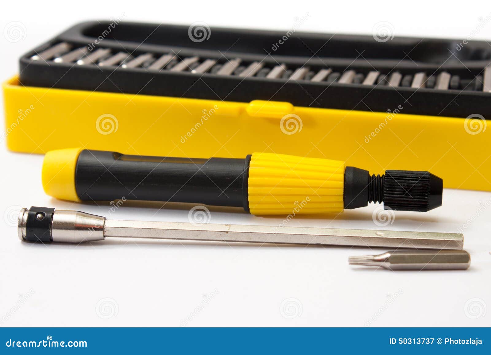 Set a Screwdriver in Black and Yellow Box Stock Image - Image of ...