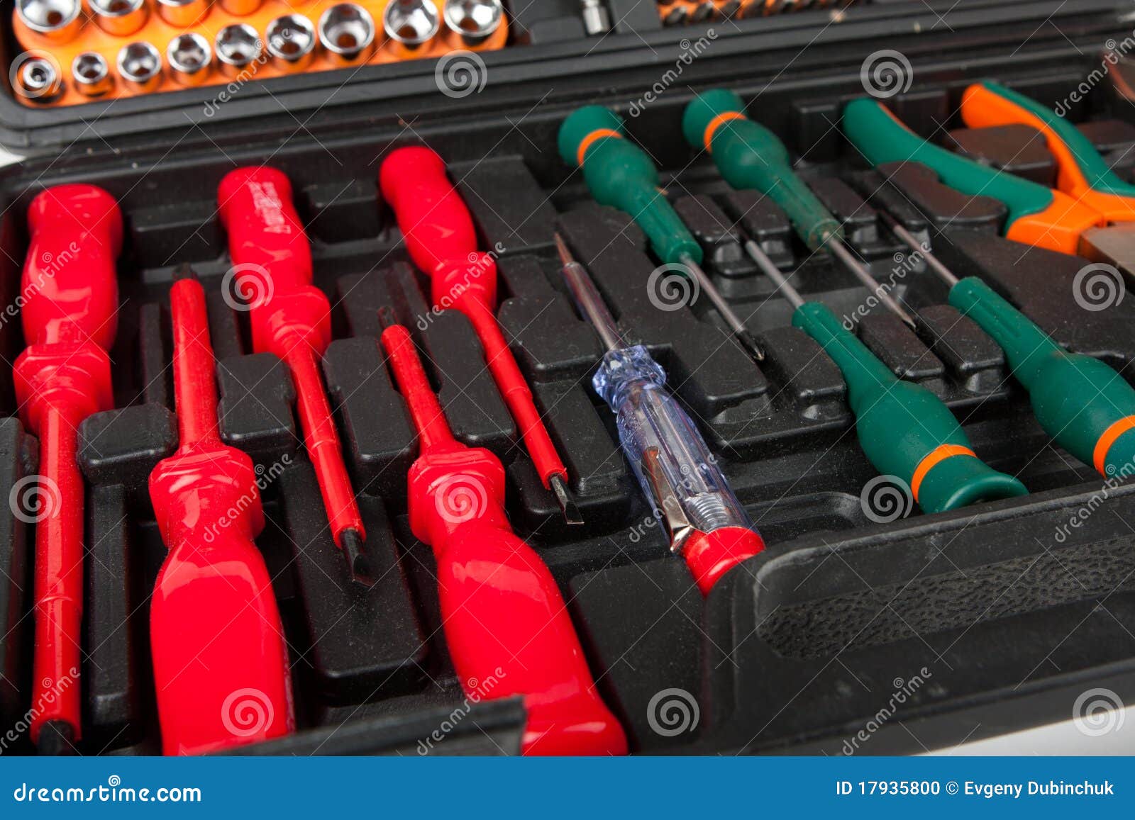 Set of Screwdrivers in Black Box Stock Photo - Image of cutter ...
