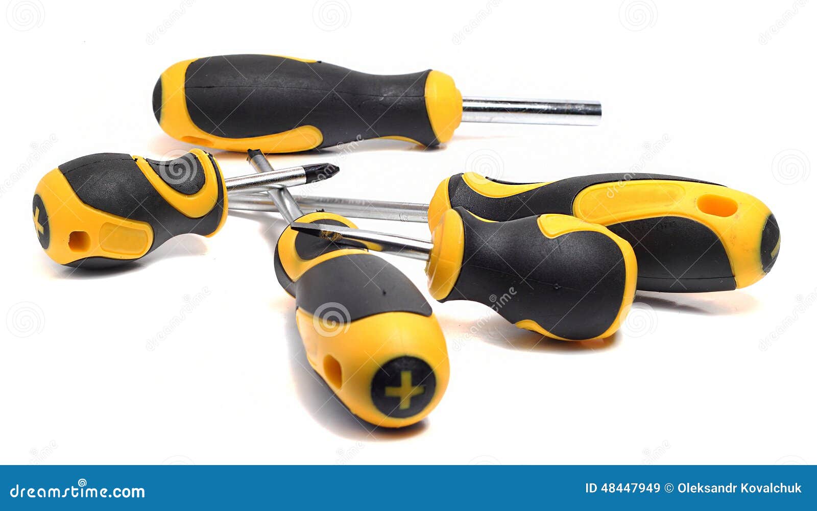 Set of Screwdrivers with Yellow and Black Handle Stock Image - Image of ...
