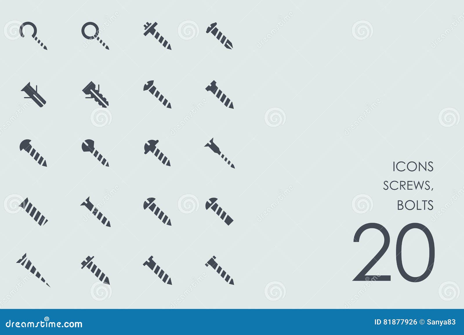 Set of screws, bolts icons stock vector. Illustration of diversity ...