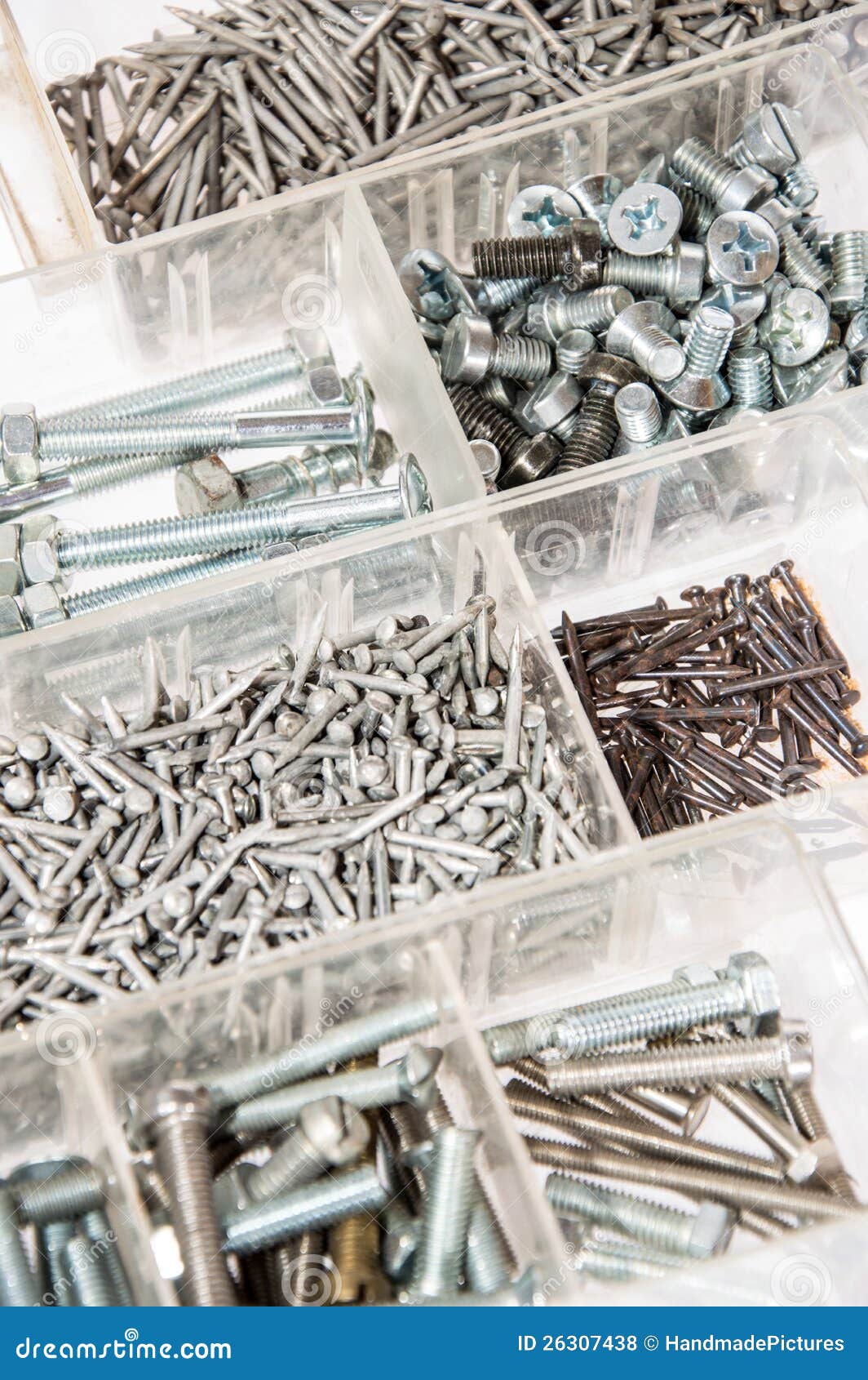 Set of Screws and Nails on White Stock Photo - Image of metallic, stack ...