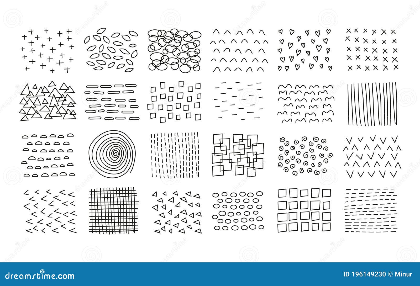 Set of Scribble Abstract Doodle Textures. Stock Vector - Illustration ...