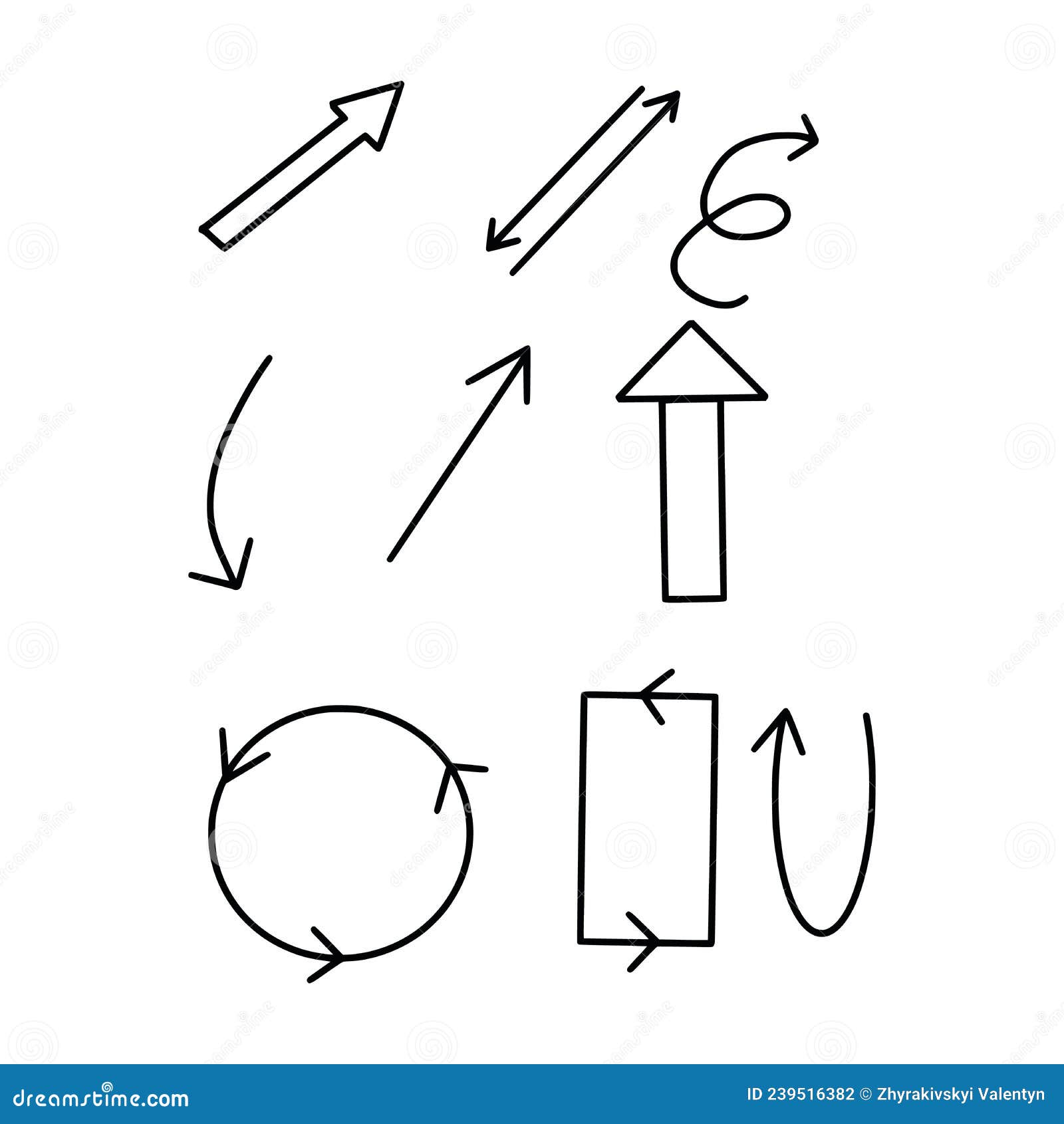 Set of Scribble Arrow Doodle Isolated on White Background. Arrow Doodle ...