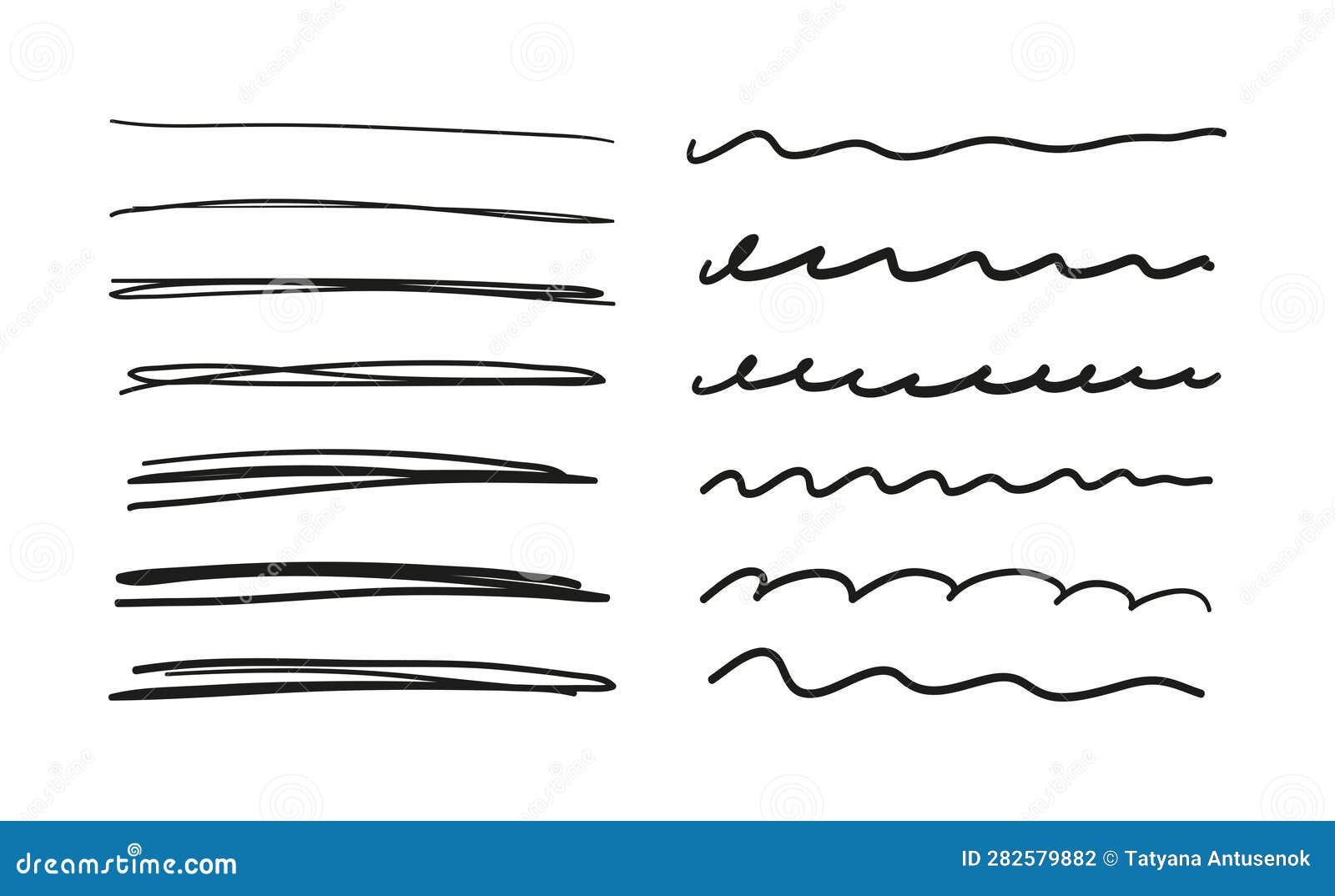 Set of Scribble Elements for Design, Decoration. Pen Underlining ...