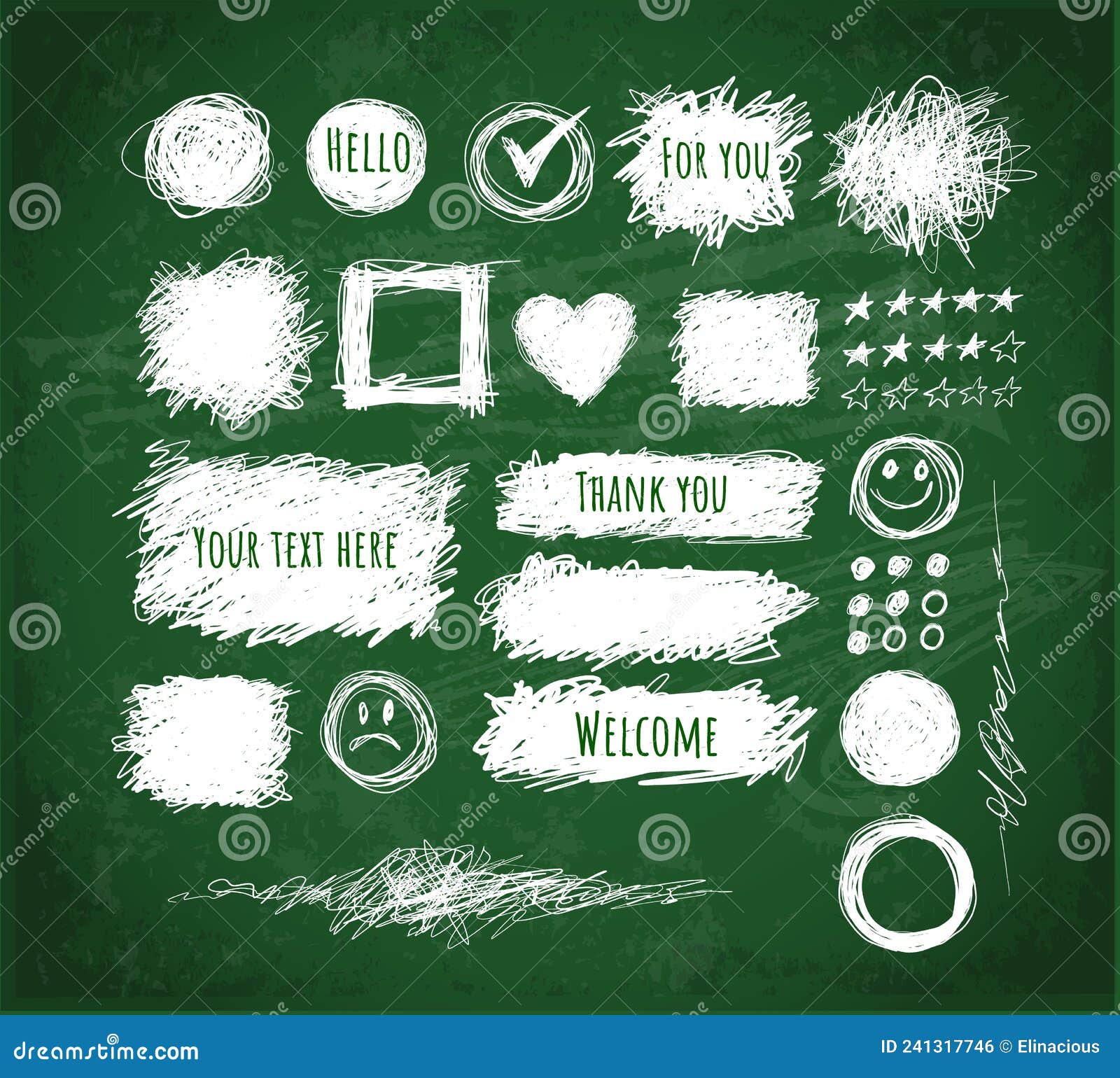 Set of Scribble Elements with Place for Your Text on Blackboard ...